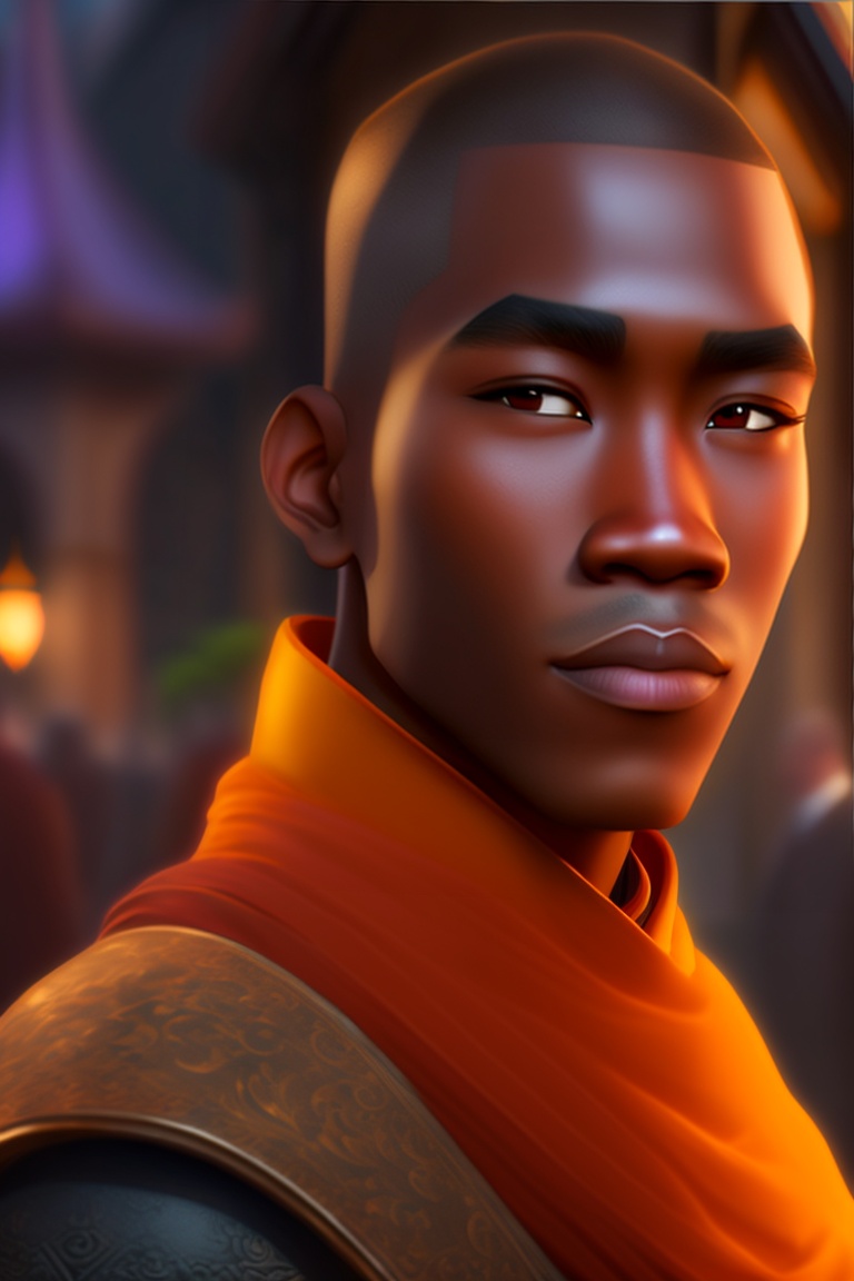 Lexica - Close up portrait of a monk in the background, disney, pixar