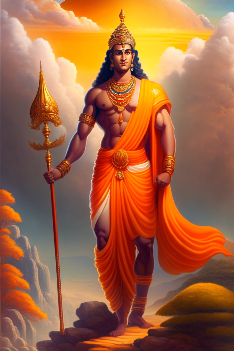 Lexica - Picture Lord rama standing majestically in a celestial realm ...