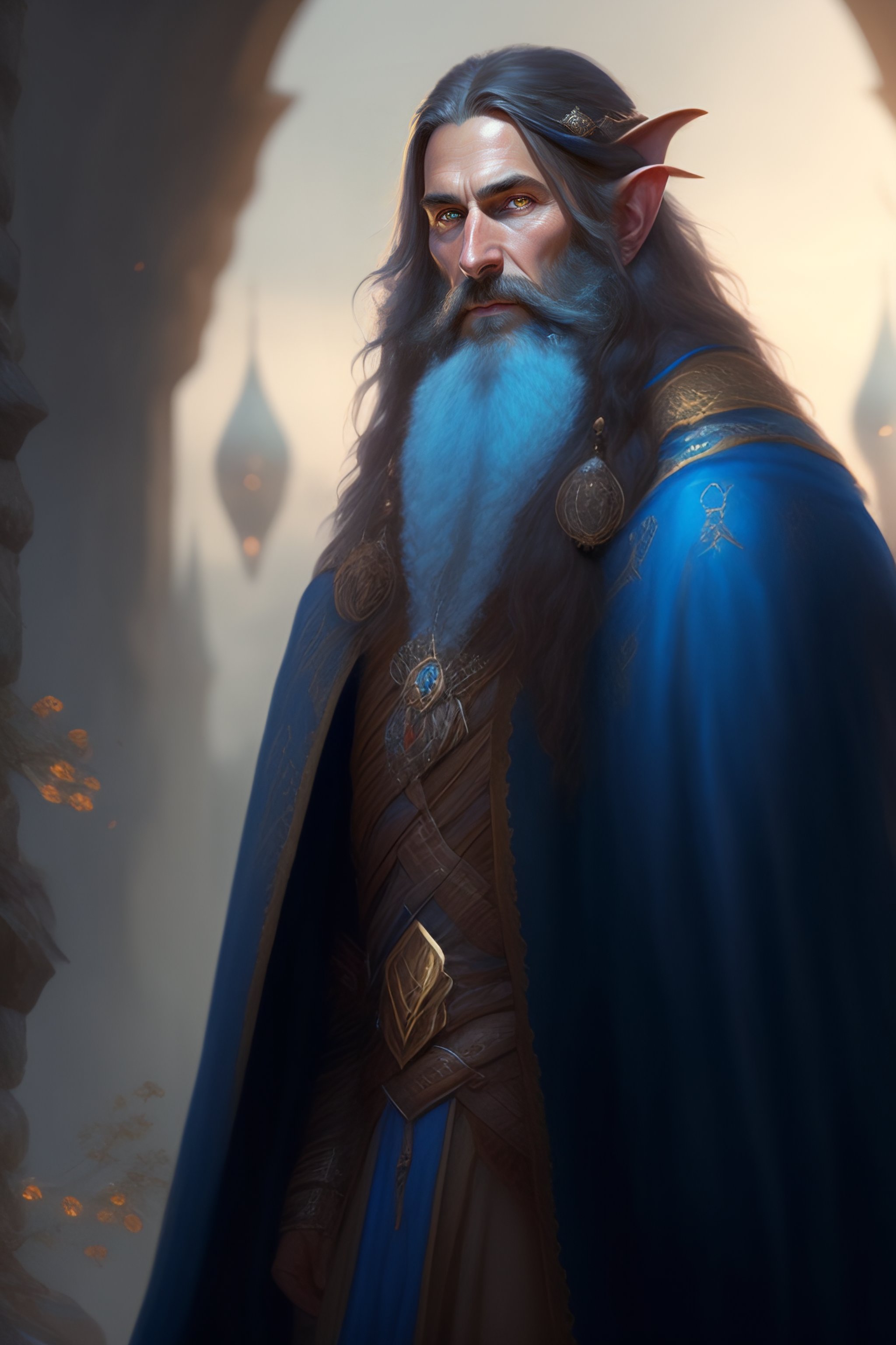 Lexica - Portrait of a middle aged elf with a long beard, dressed in a ...