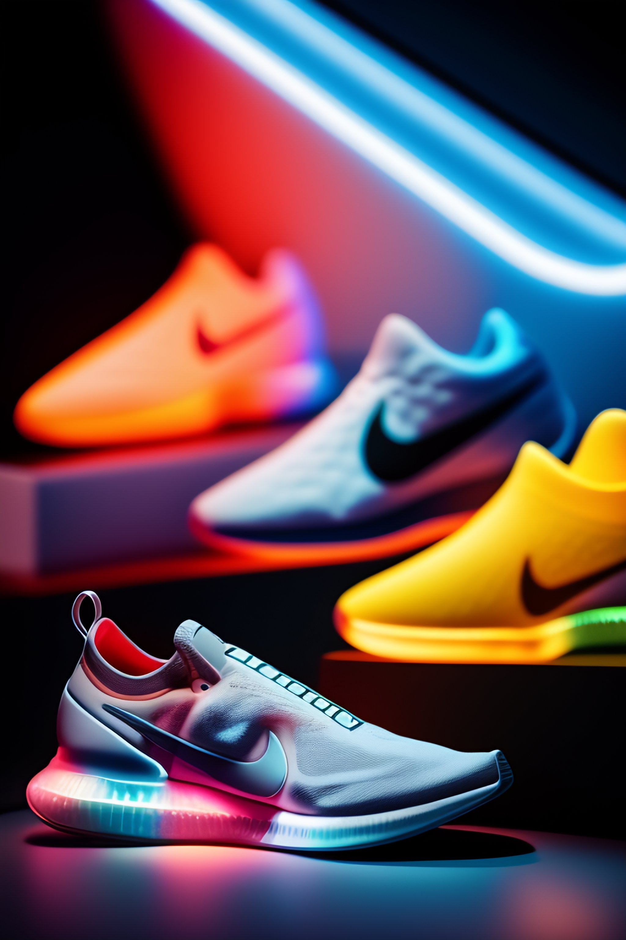 Lexica - Futuristic nike show, minimalistic design, glowing sole