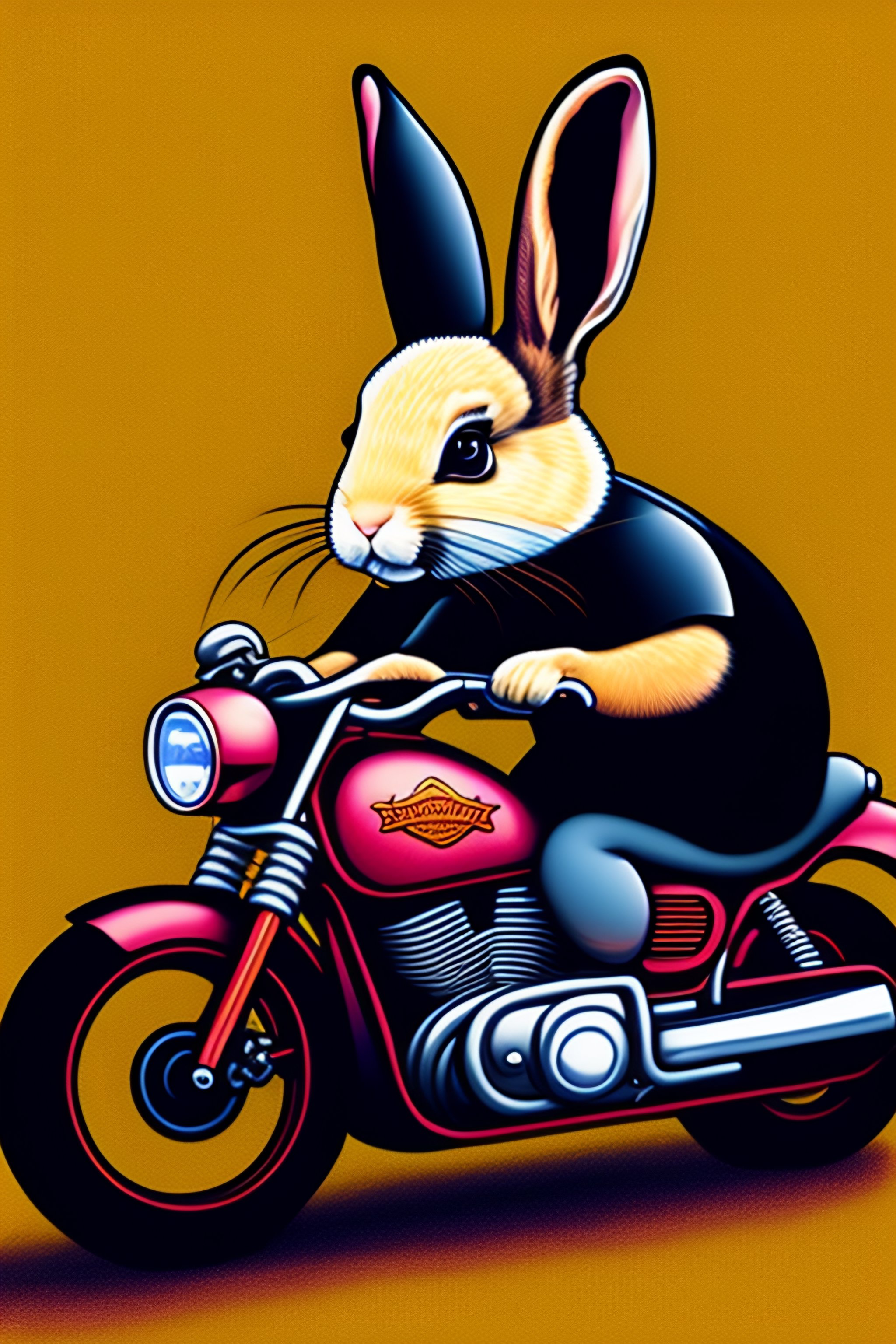 Lexica - Drawing of a rabbit riding a harley davidson motorcycle, with ...