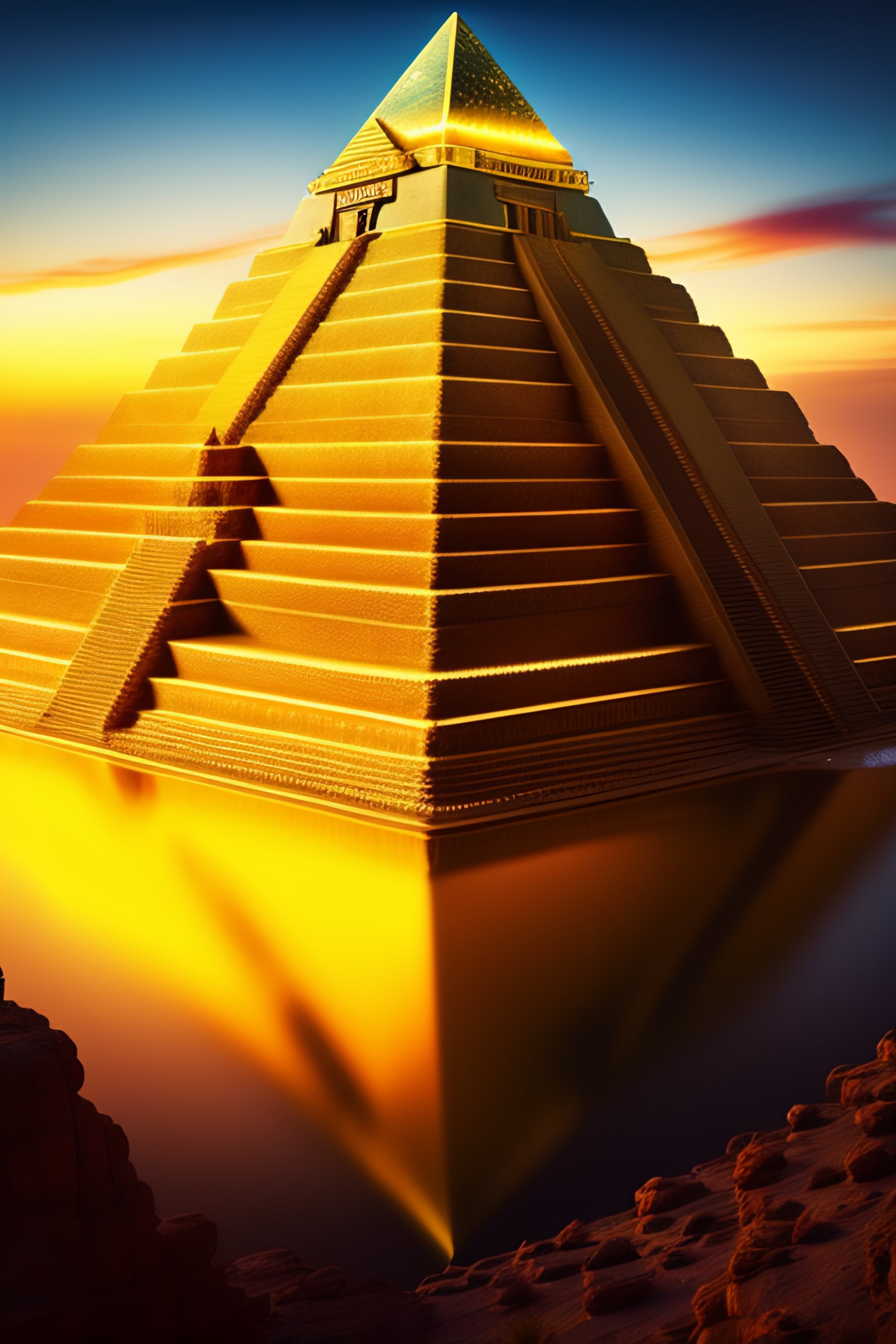 Lexica - Pyramid made from gold bars monkeys climbing to the top, epic ...