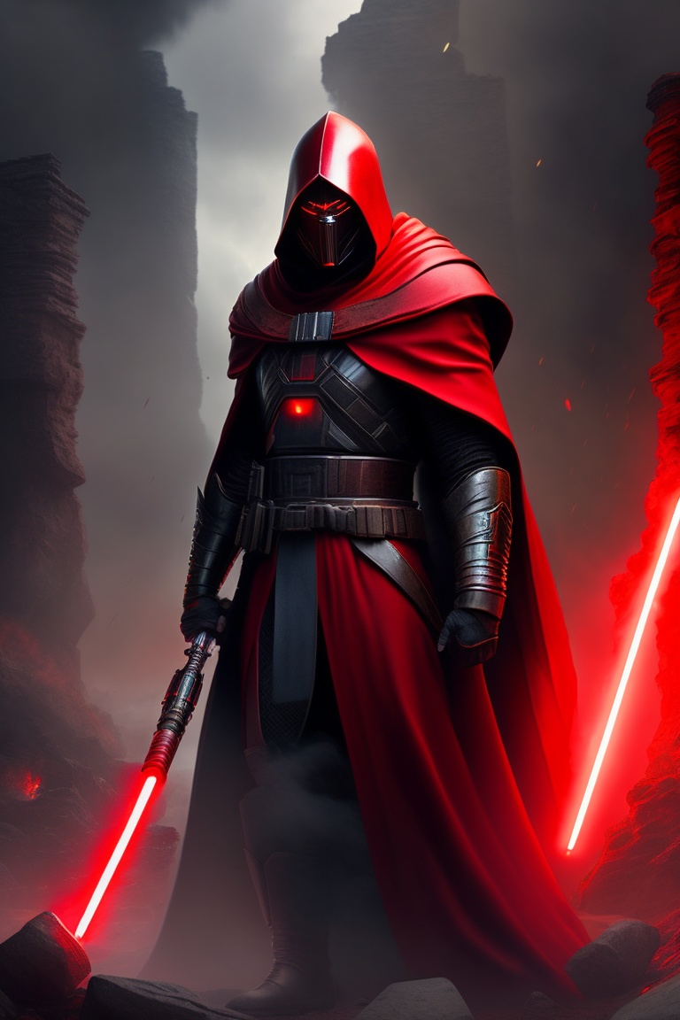 Lexica - A photo of a fearsome Dark Soul Sith Lord, wielding a red ...