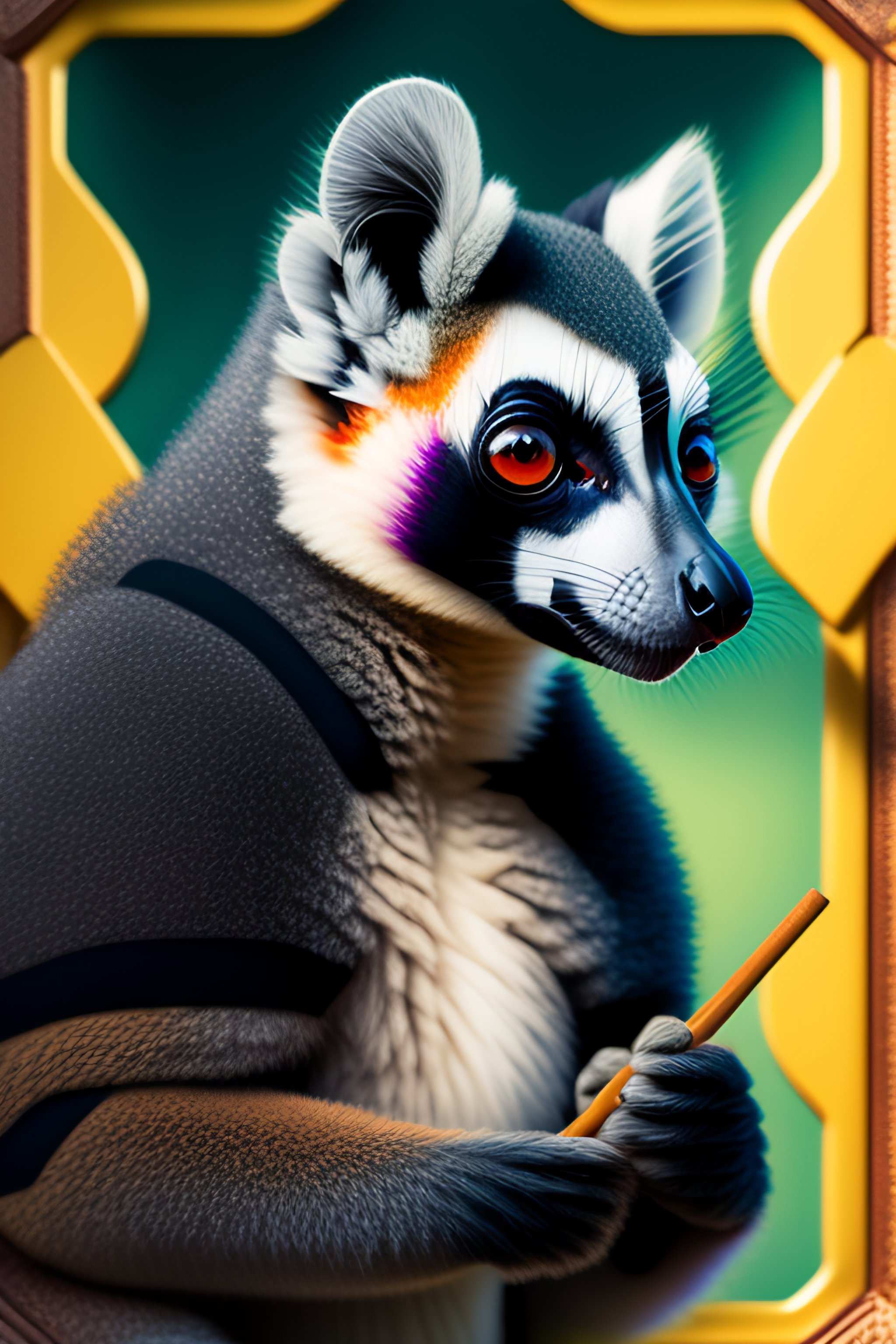 Lexica - Portrait of a lemur smoking a blunt wearing a track suit ...