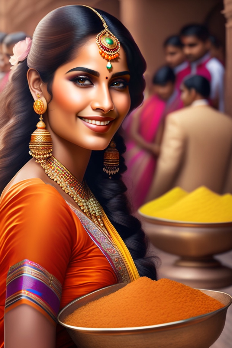 Lexica - An India Women fair and bright with saree and looks very traditional, and should wear ...