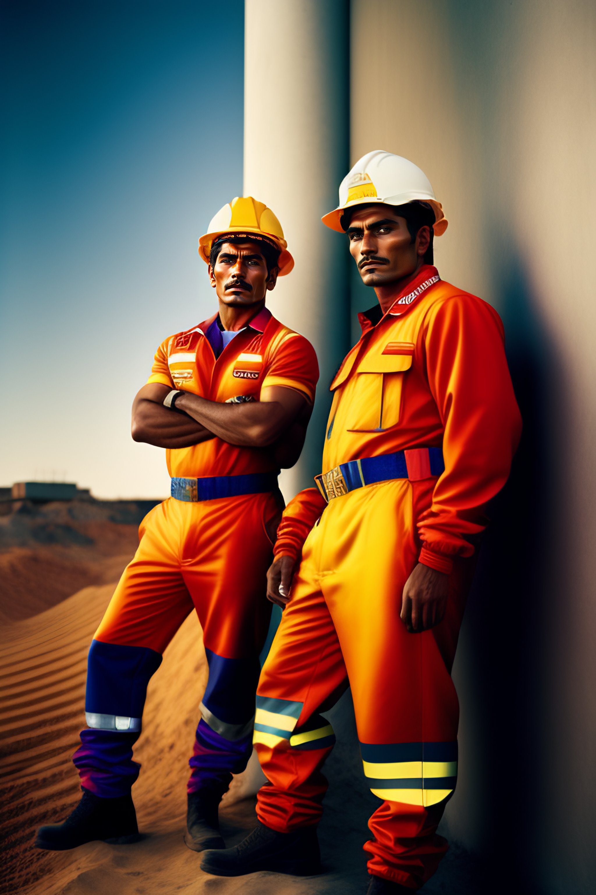 Lexica - Portrait of mexican construction workers on job site in ...