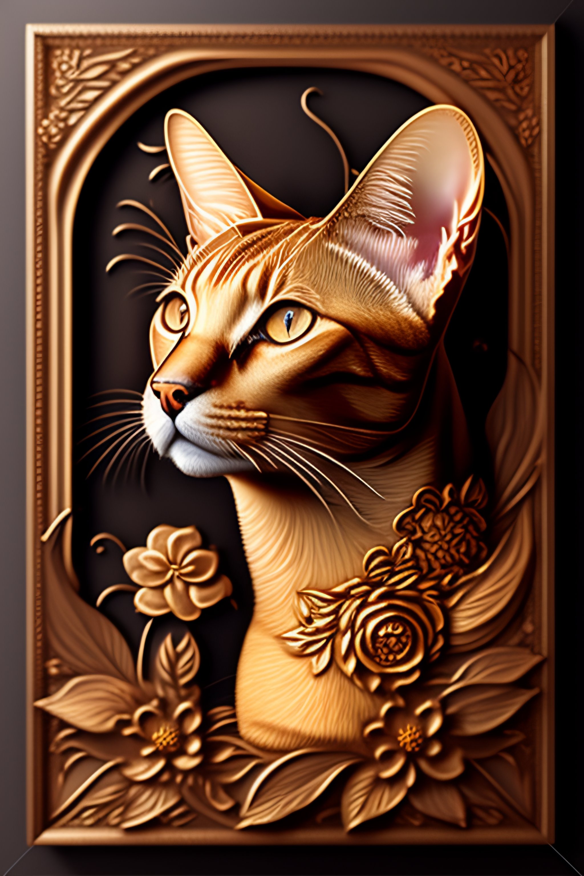 Lexica - Abyssinian cat with classical floral elements emanating from ...