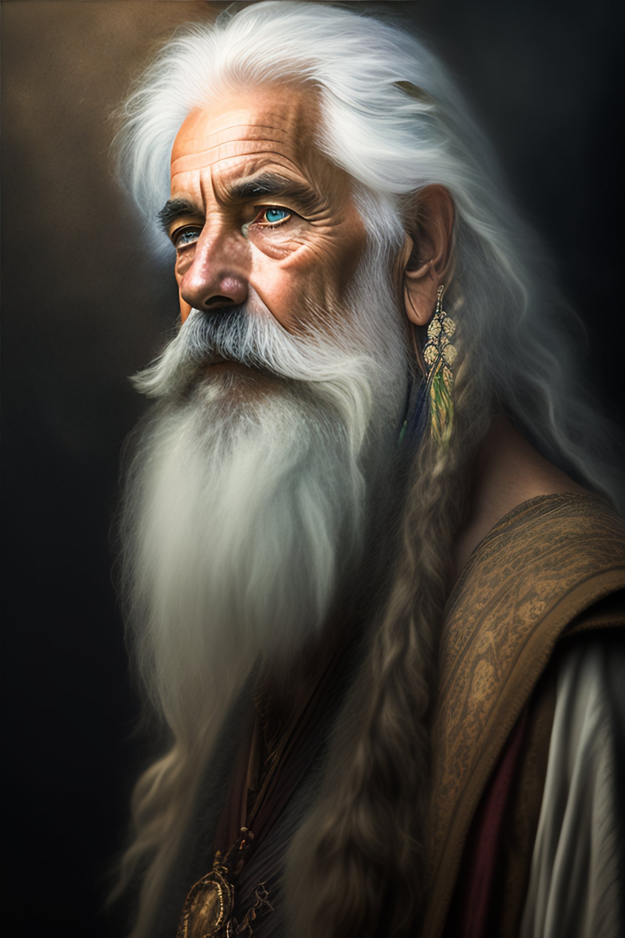 Lexica - Portrait of scruffy skinny very old male druid in rags with ...