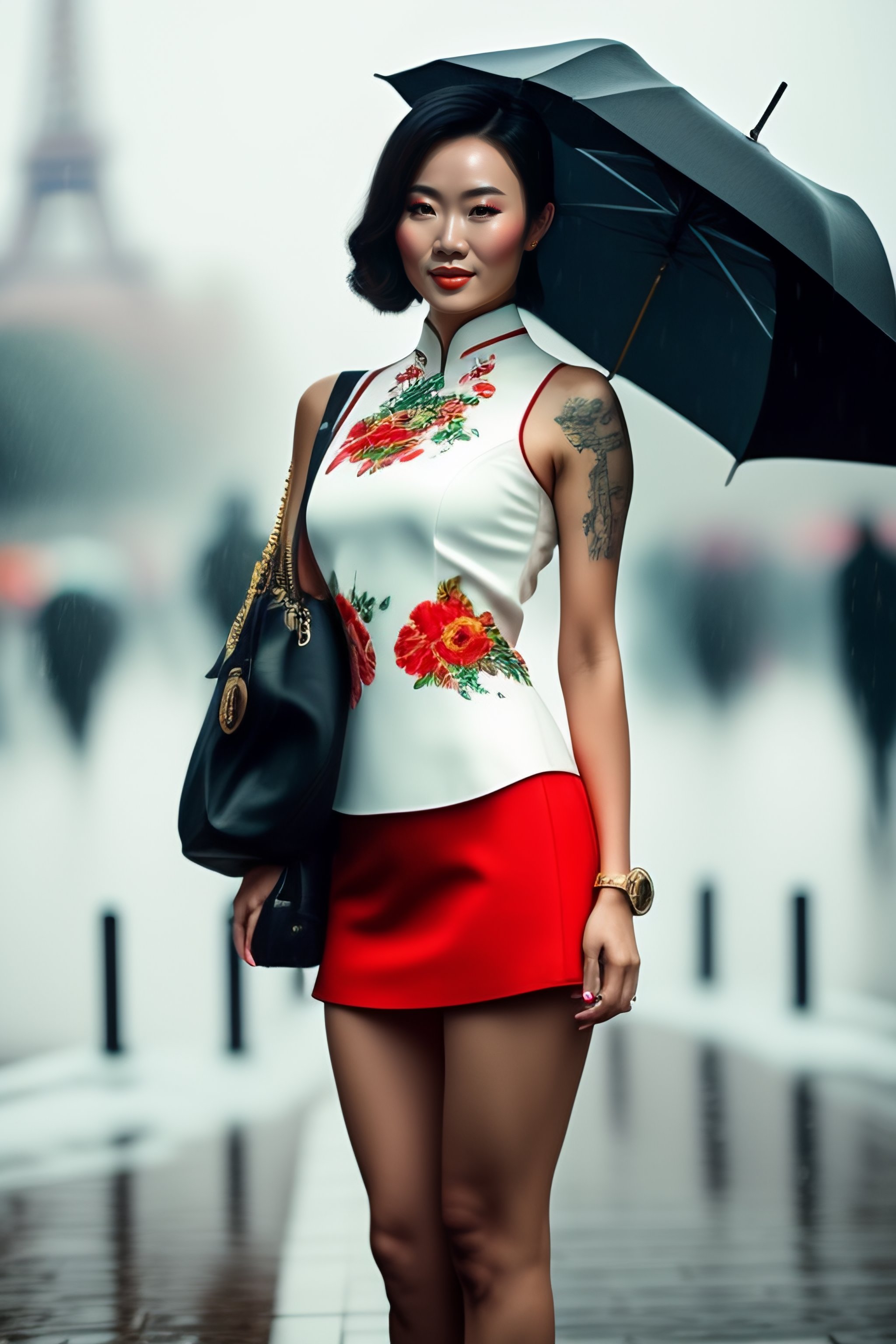 Lexica - Full body potrait of a fit chinese french girl with white ...