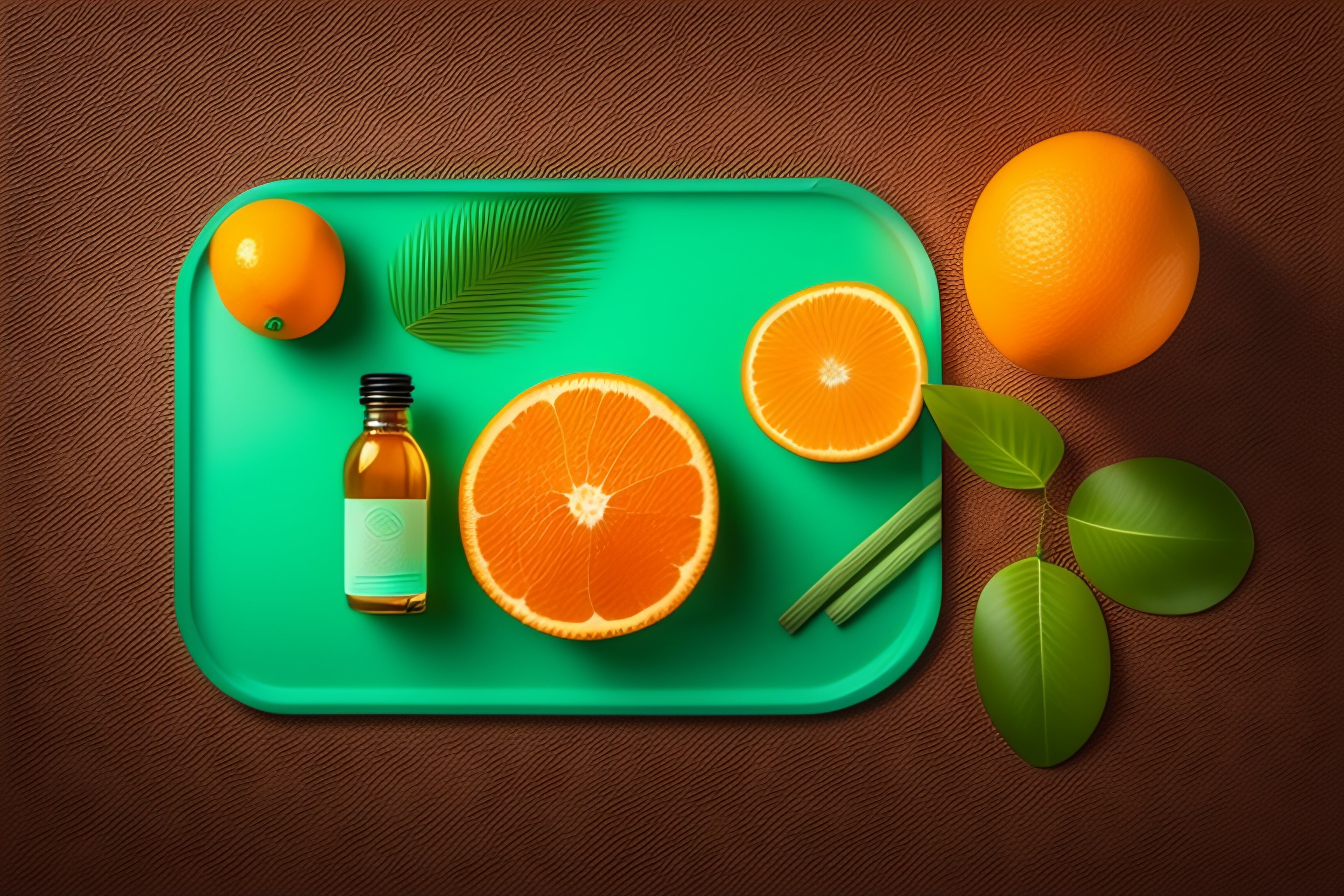 Lexica - Summer flat lay with straw hat, glass of water and orange ...