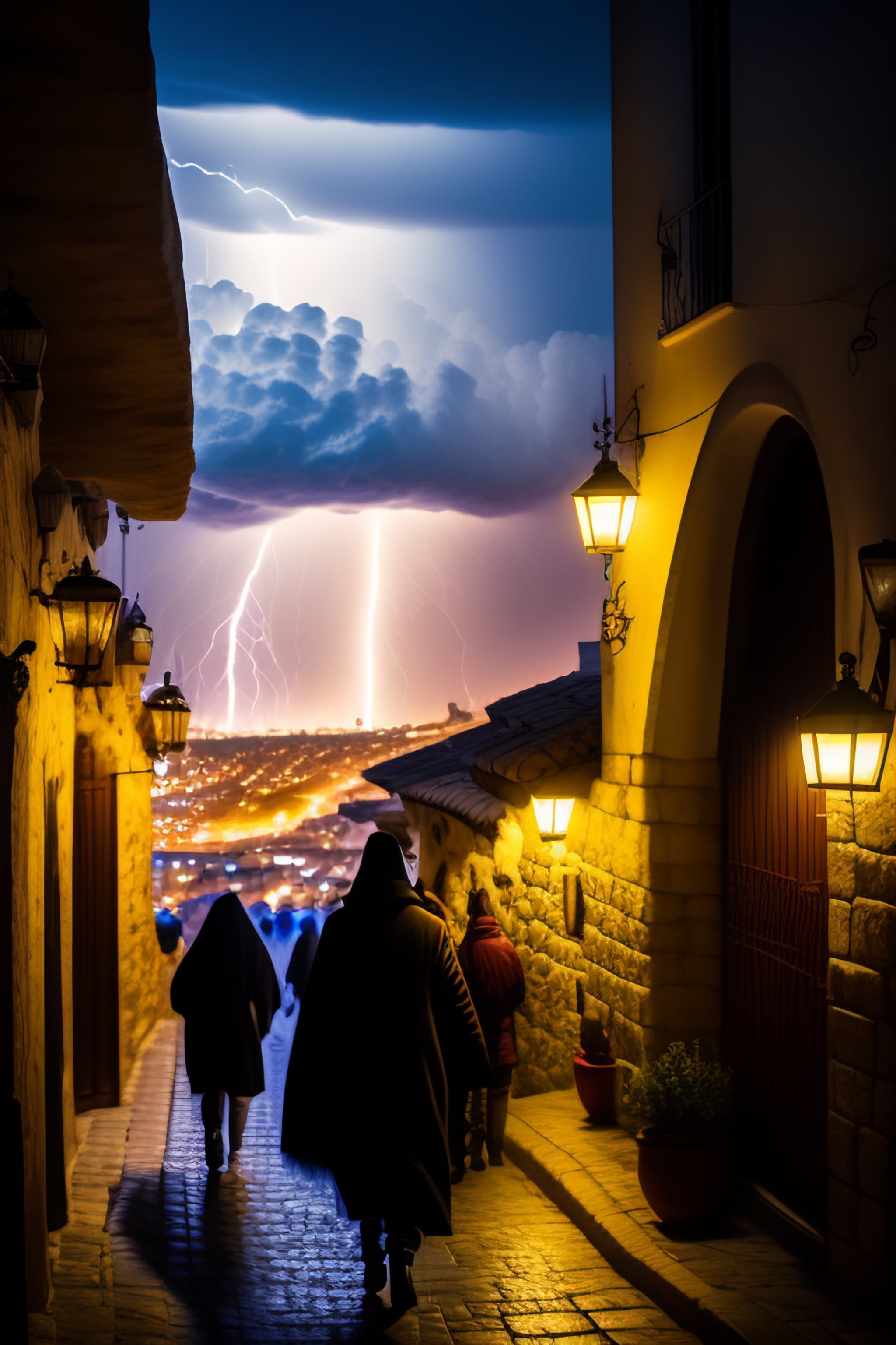 Lexica - Old city of Jerusalem dramatic storm lightning