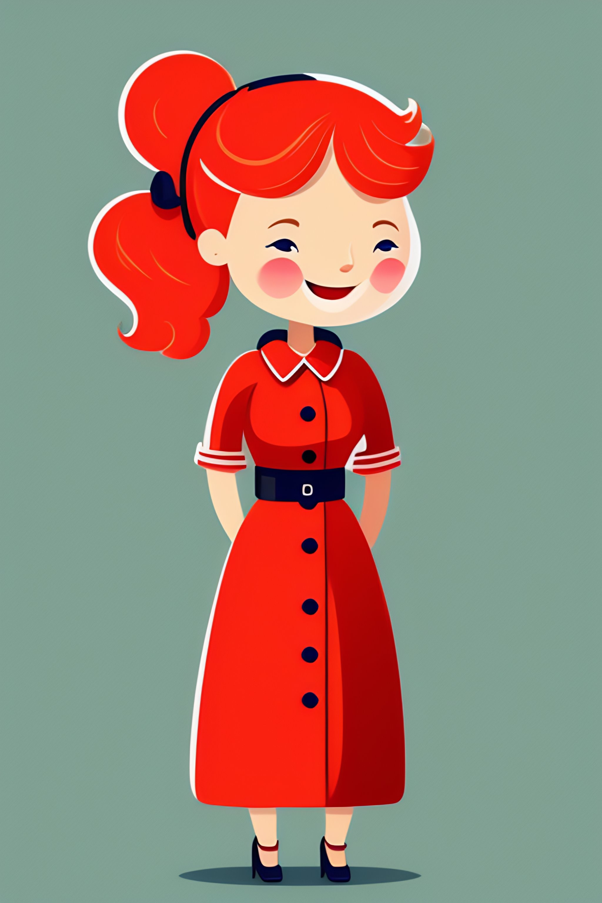 Lexica - Cartoon drawing of a cheerful redhaired girl as a stick figure ...