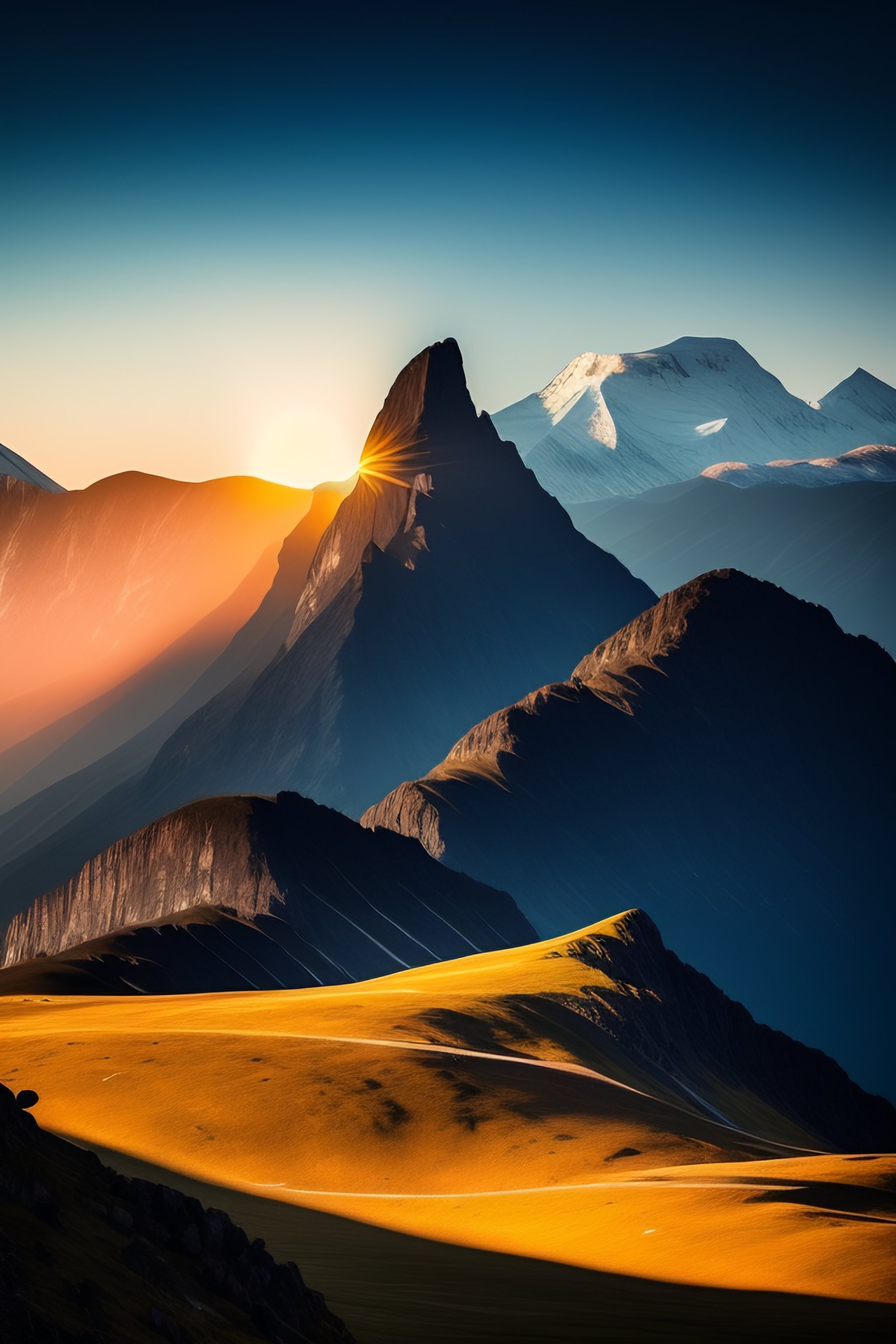 Lexica - Imagine a single mountain peak rising high above the ...