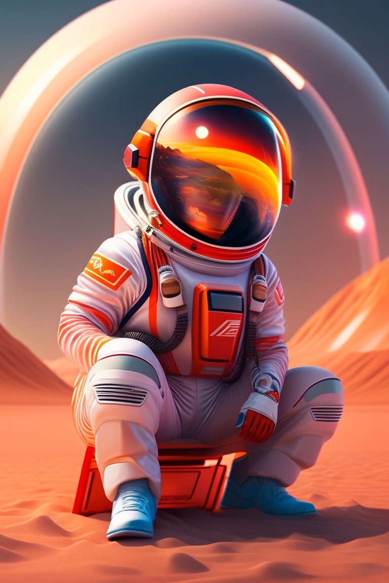 Lexica - An astronaut resting on mars in a beach chair, vibrant ...