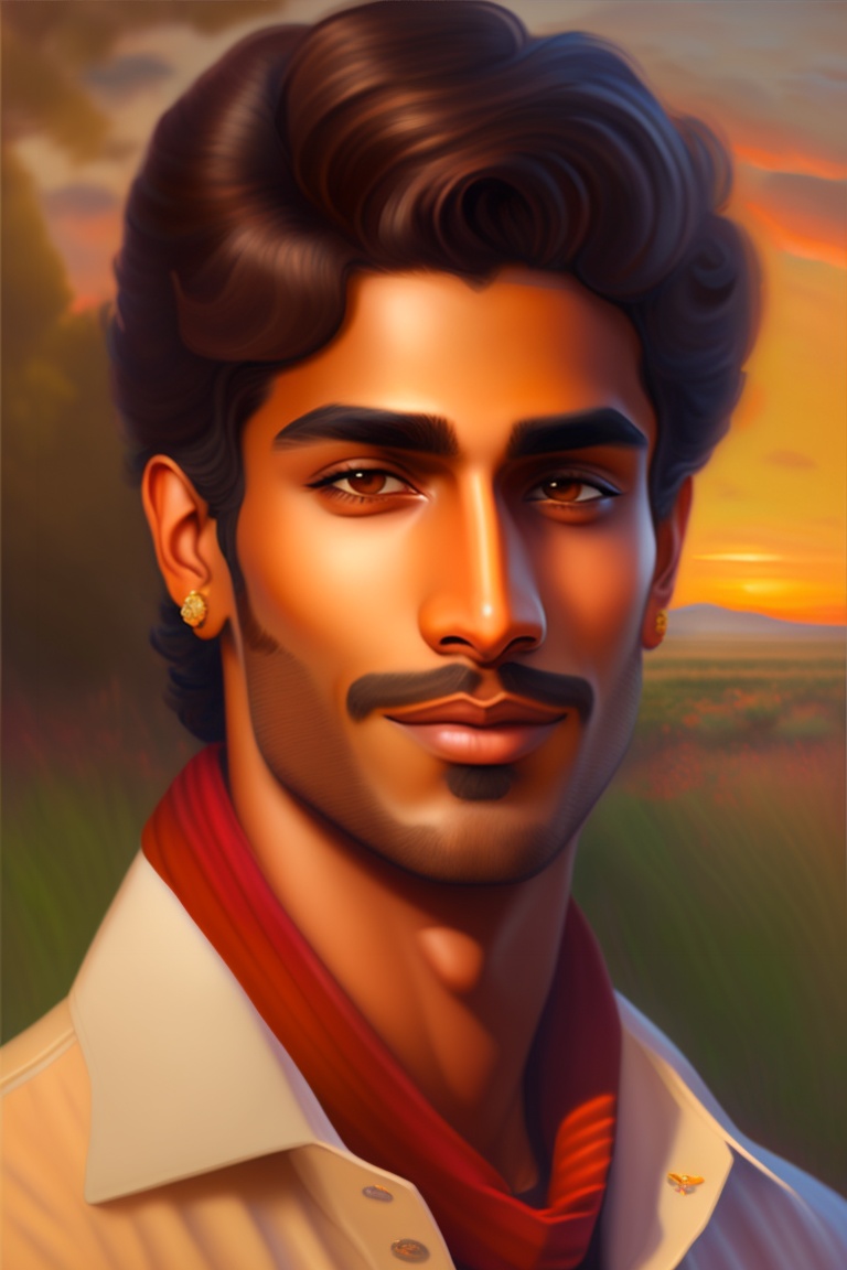 Lexica - A young handsome indian man with sheeny brown skin wearing a ...