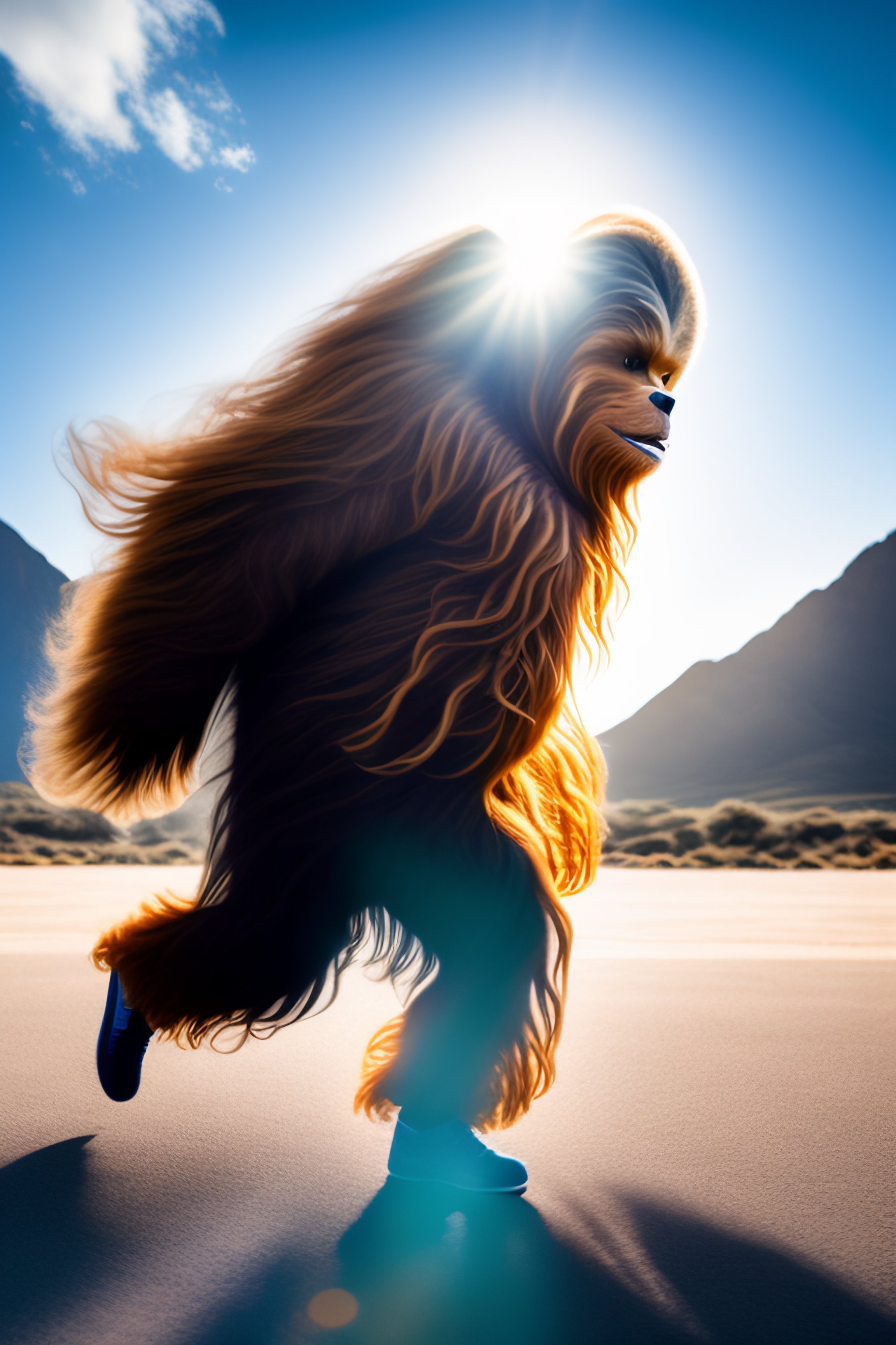 Lexica - Chewbacca using 80s exercise closes, doing exercise