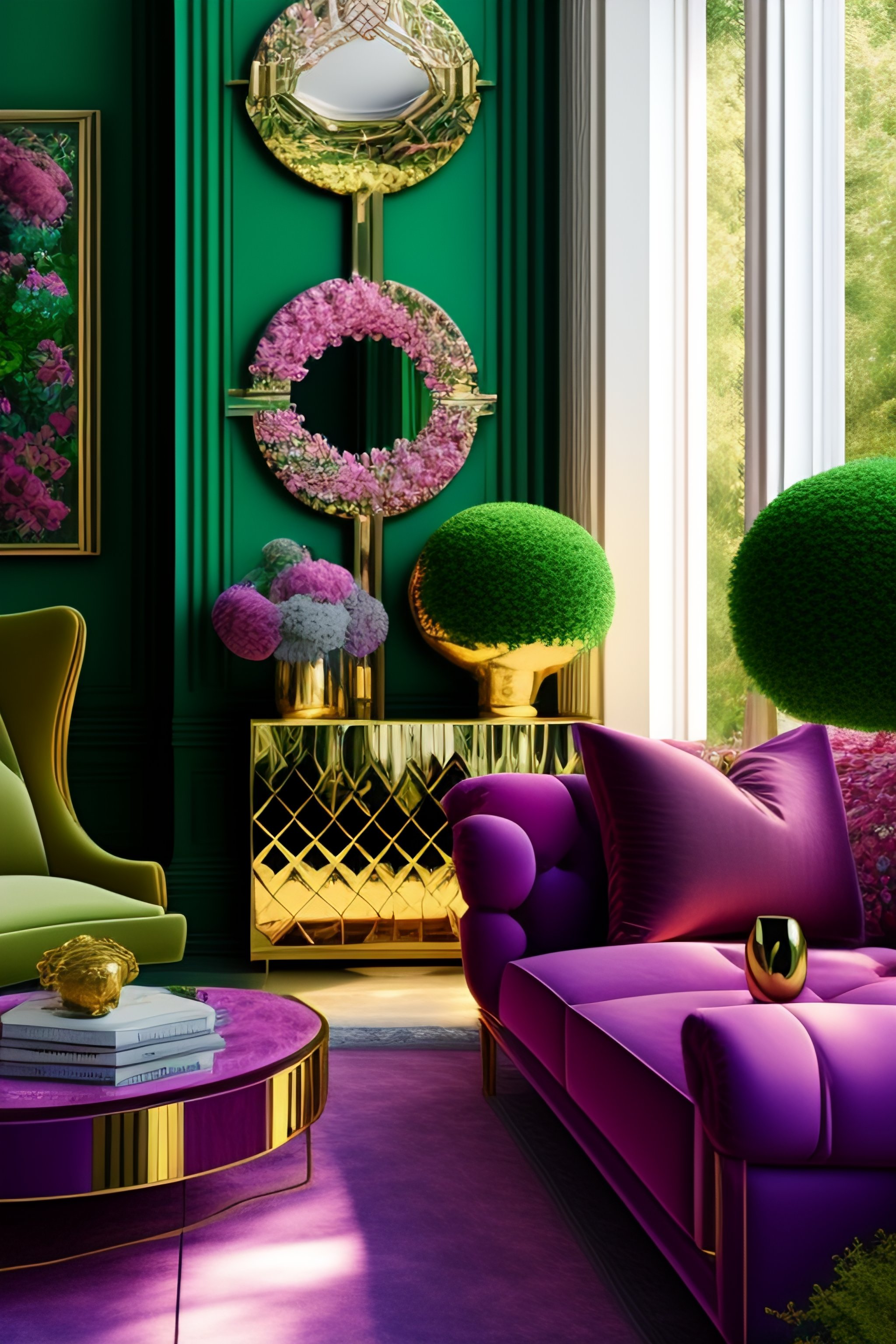 Lexica - Architectural digest photo of a maximalist green solar living ...