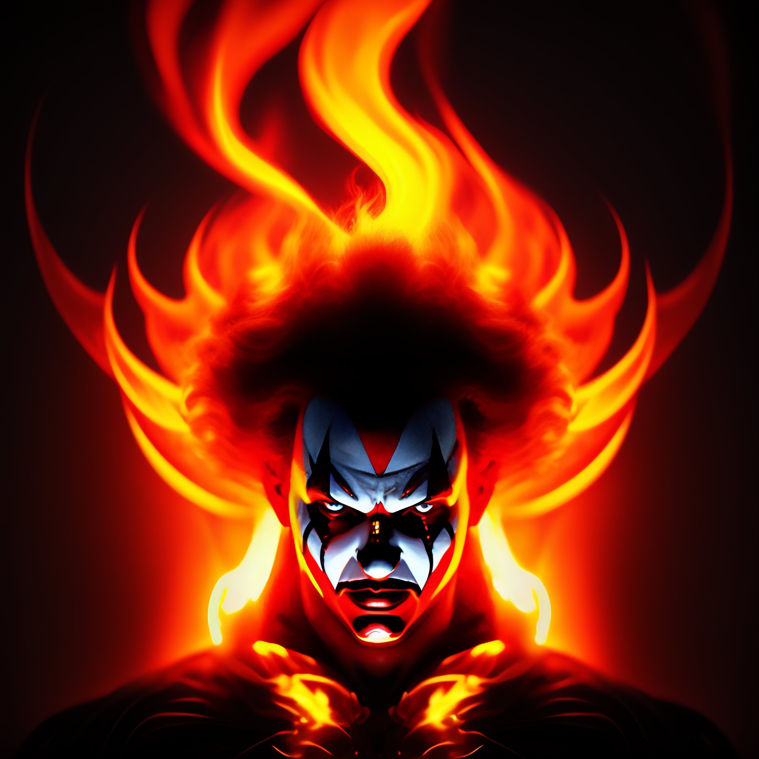 Lexica - Marvel comic style, crown of flames, horror, clown, ambient ...