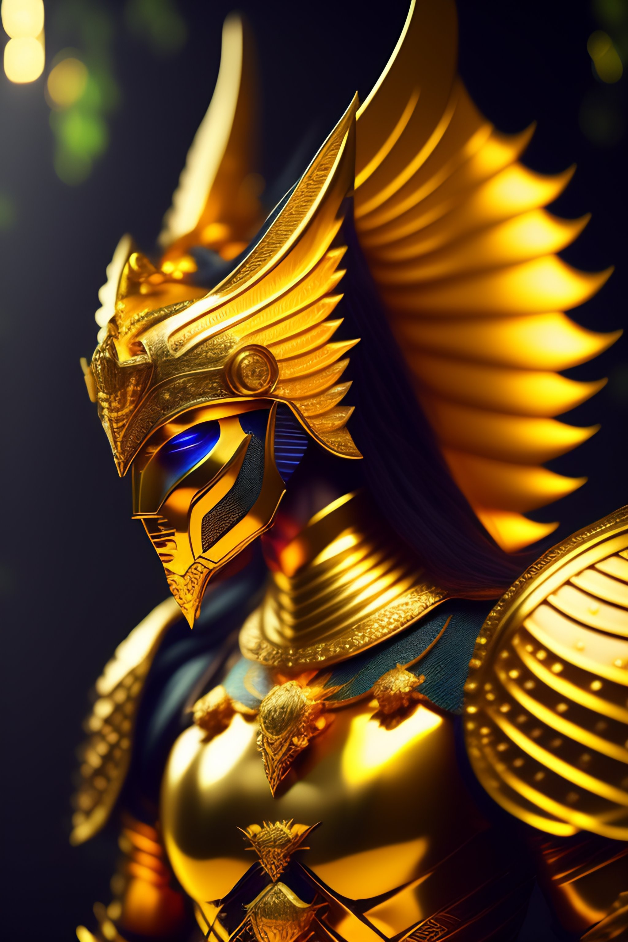 Lexica - Golden armored mayan knight, shining metallic, warrior like ...