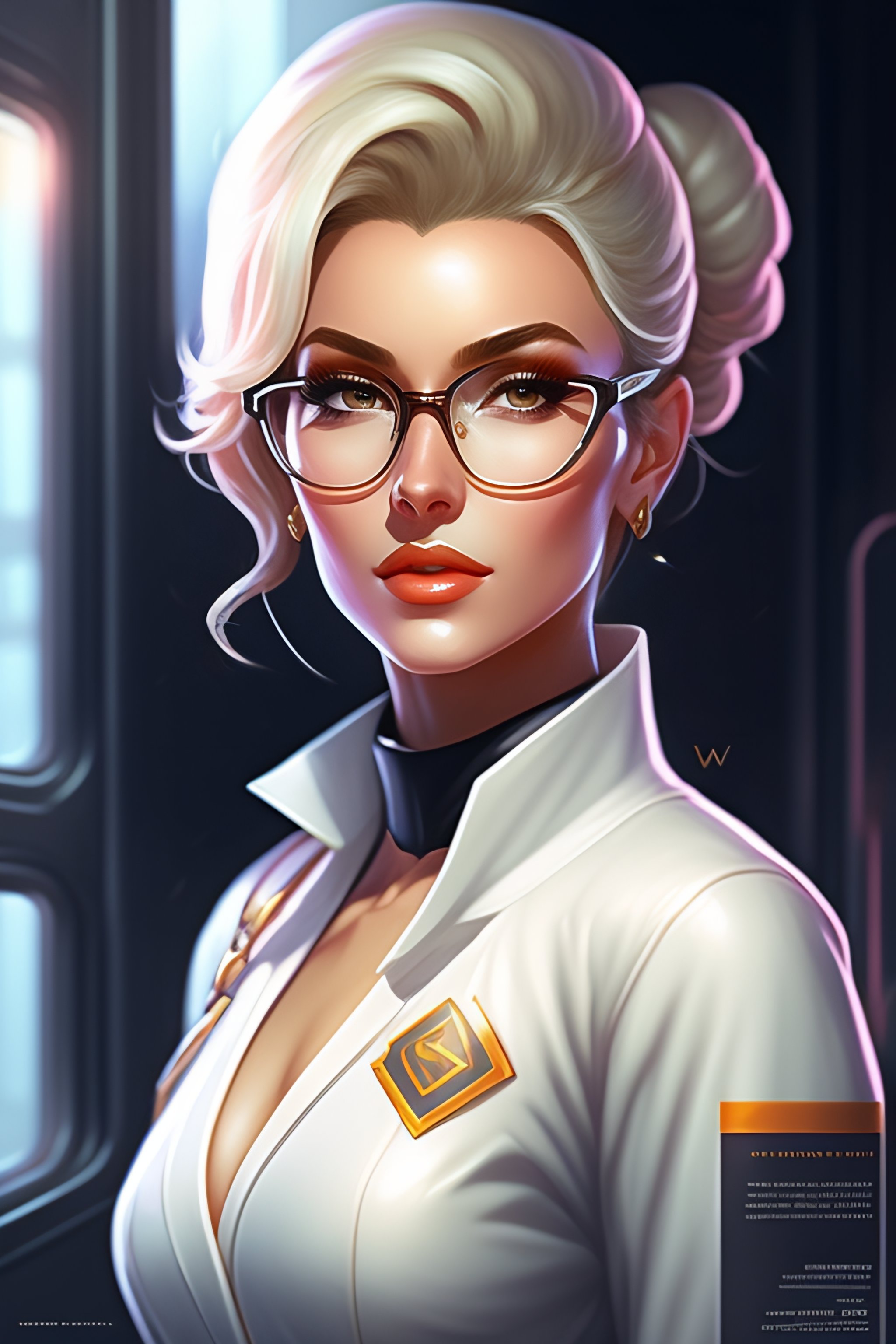 Lexica - Beautiful mercy from overwatch, wearing lab coat and glasses ...