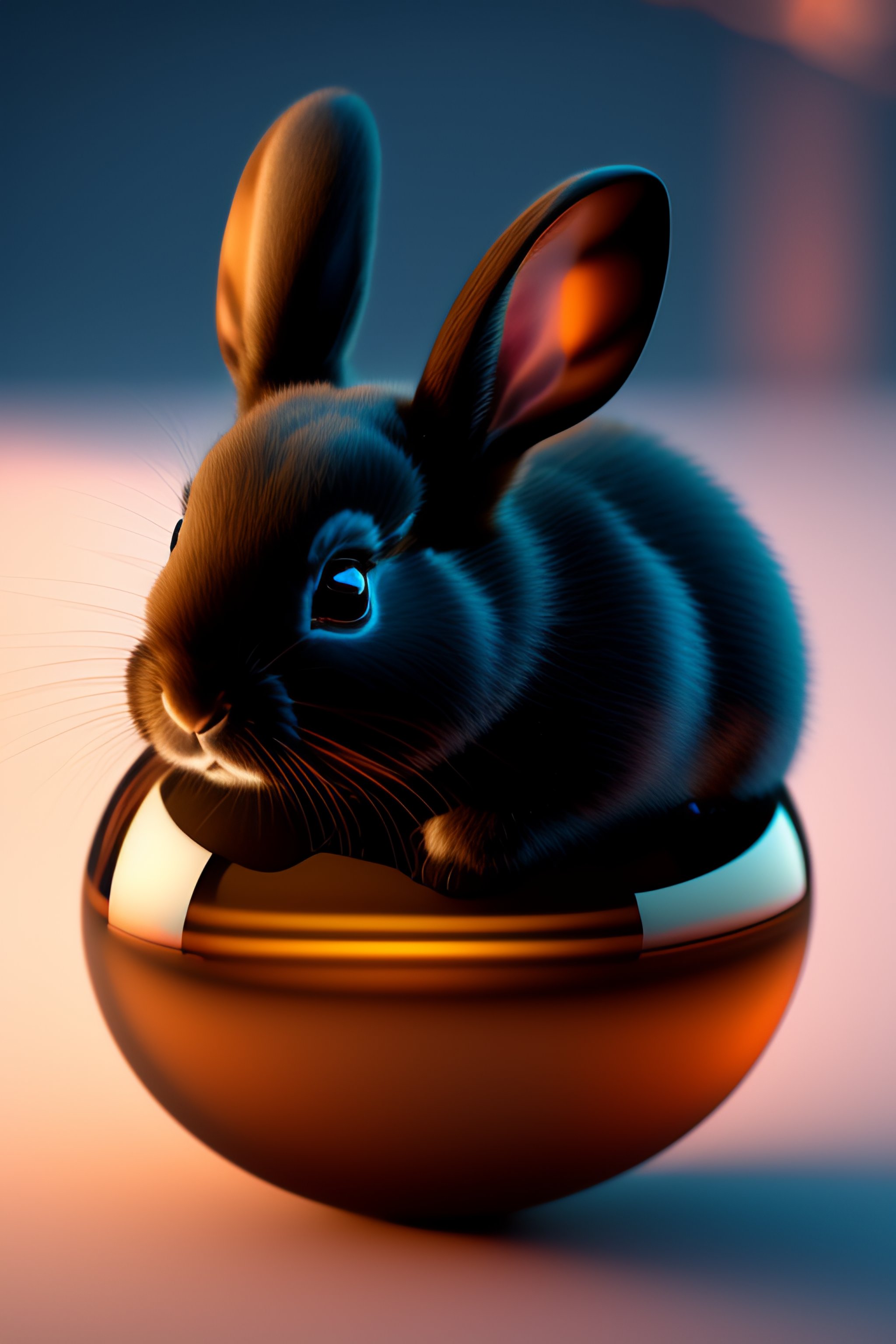 Lexica - A cute adorable baby black rabbit made of crystal ball with ...