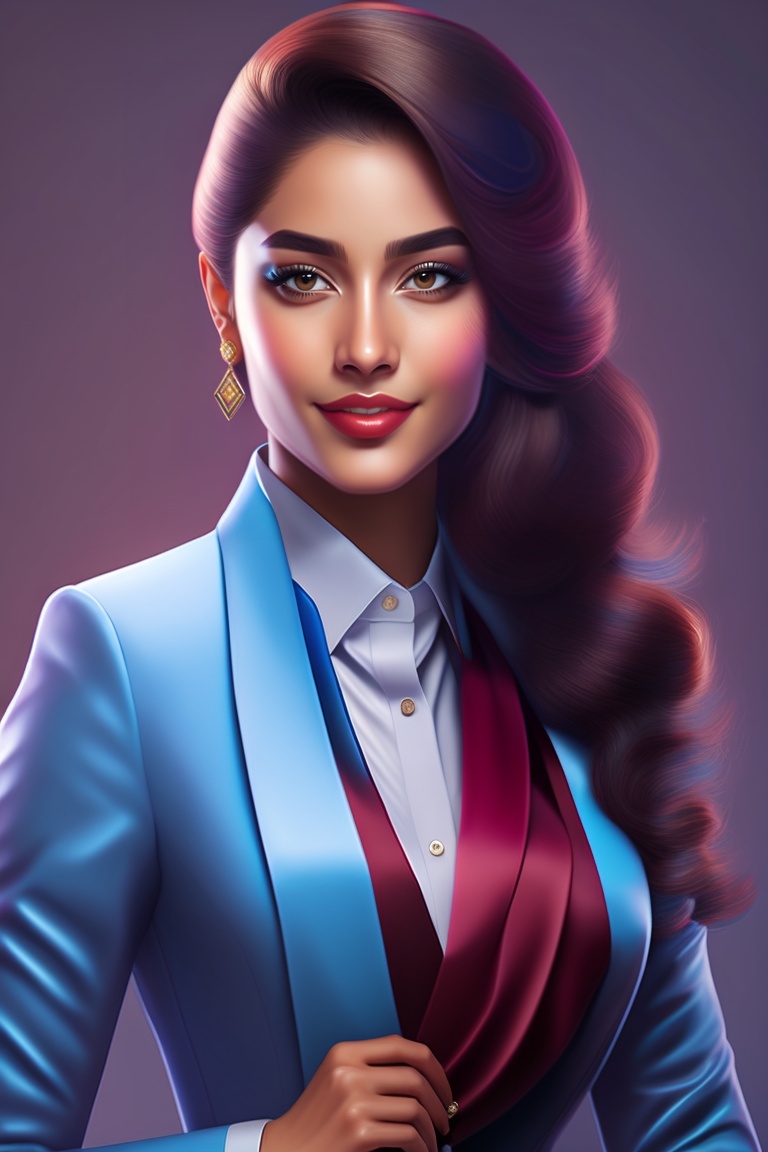 Lexica - Indian lady banker wearing light blue shirt, small maroon ...