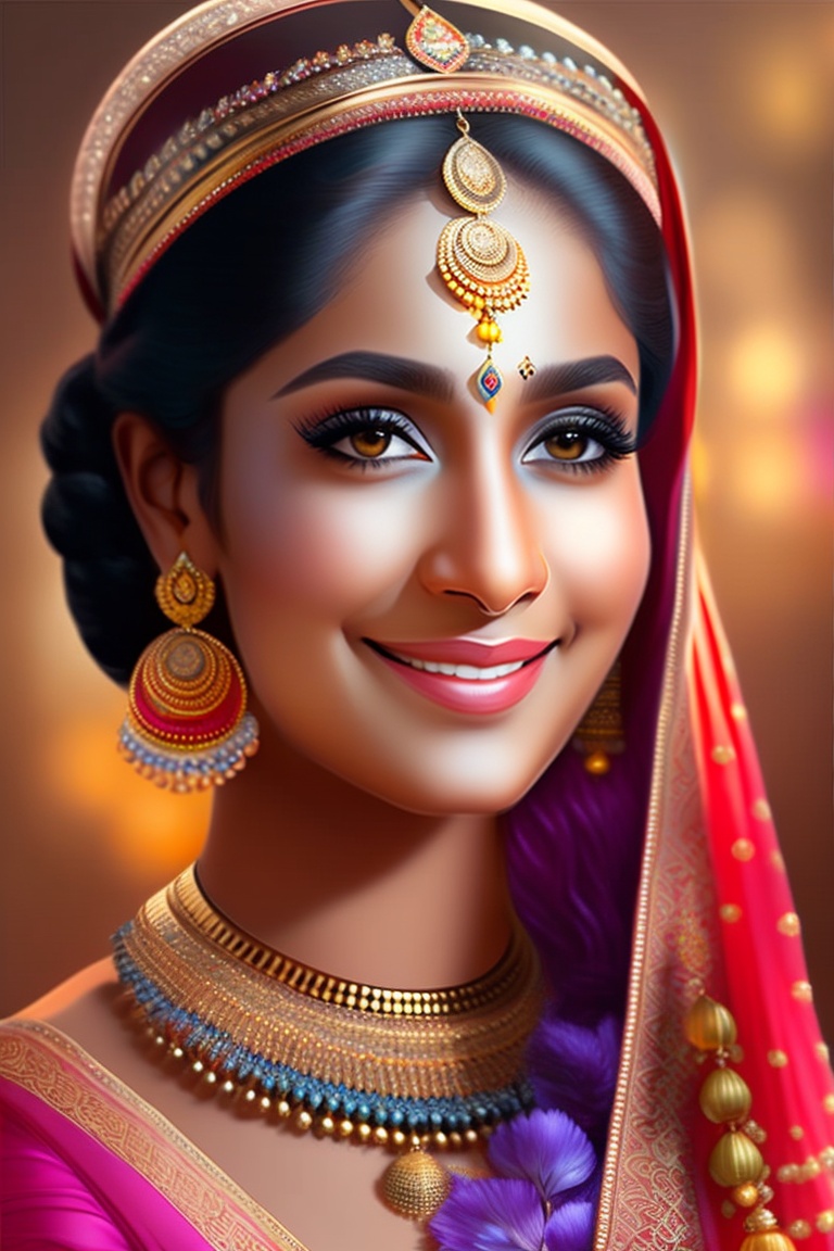 Lexica - Shri Radha Rani wearing sharee like South Indian girls and has ...