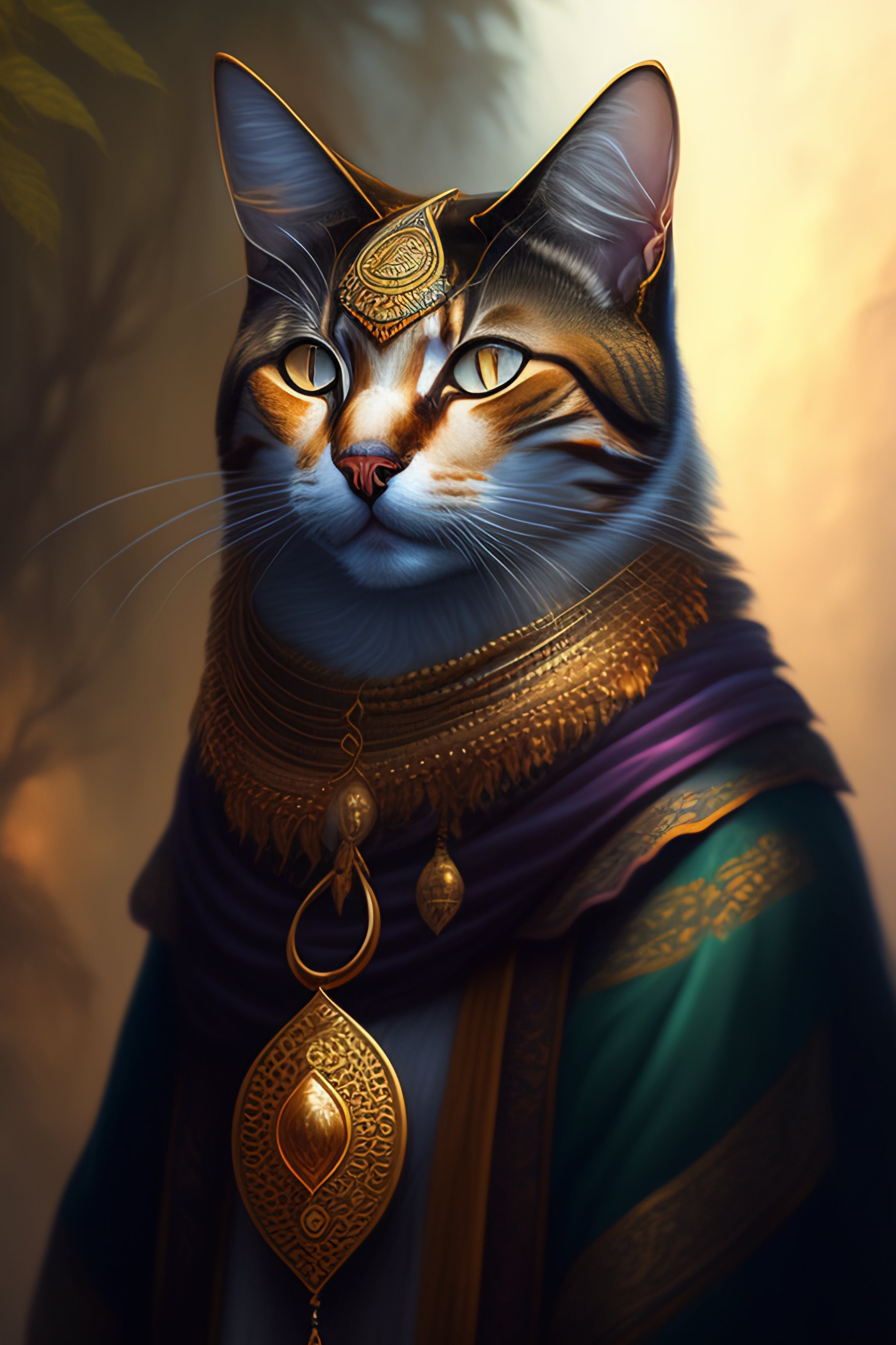 Lexica - A digital painting of a cat shaman, inspired by tomasz alen ...