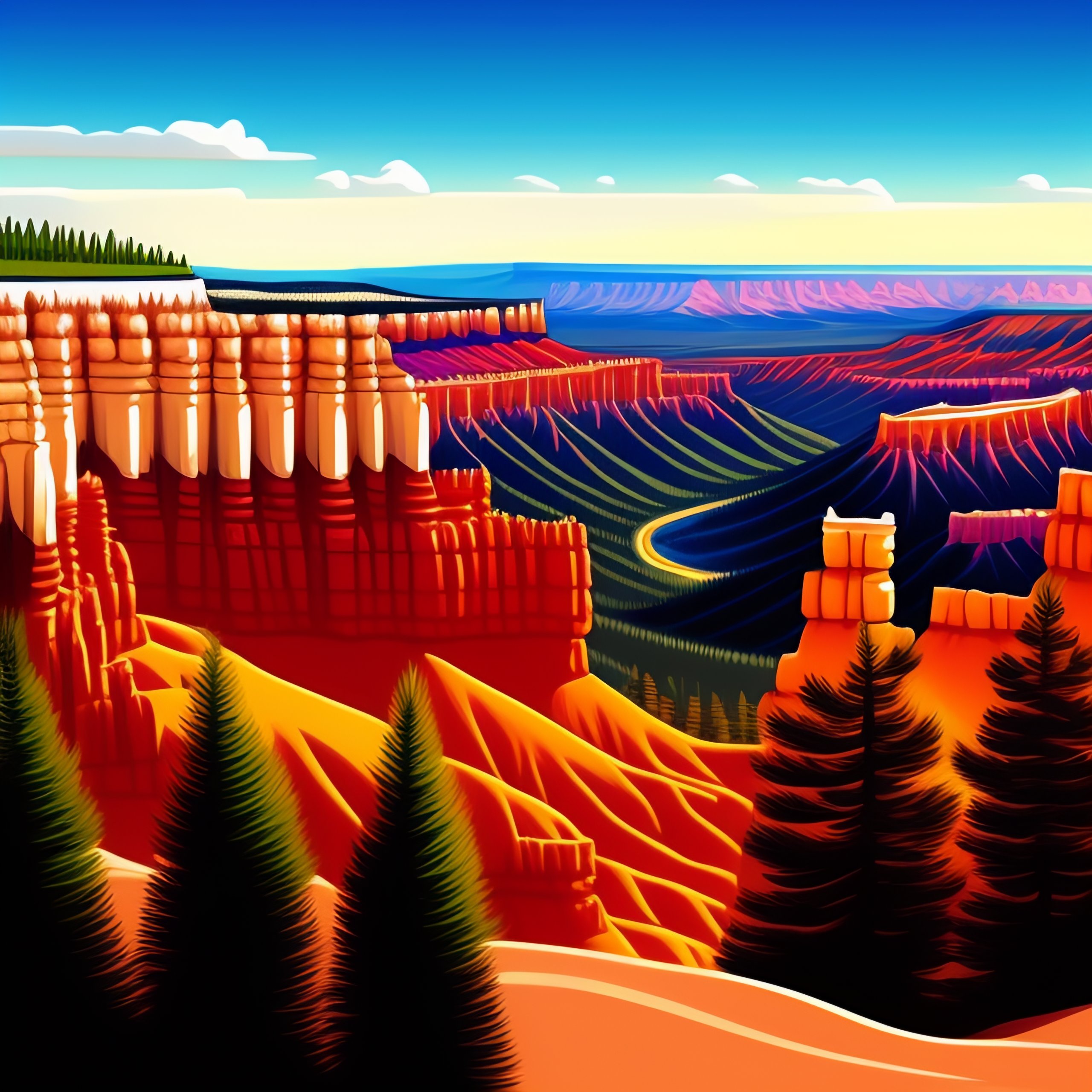 Lexica - Bryce canyon national park background, cartoon illustration style