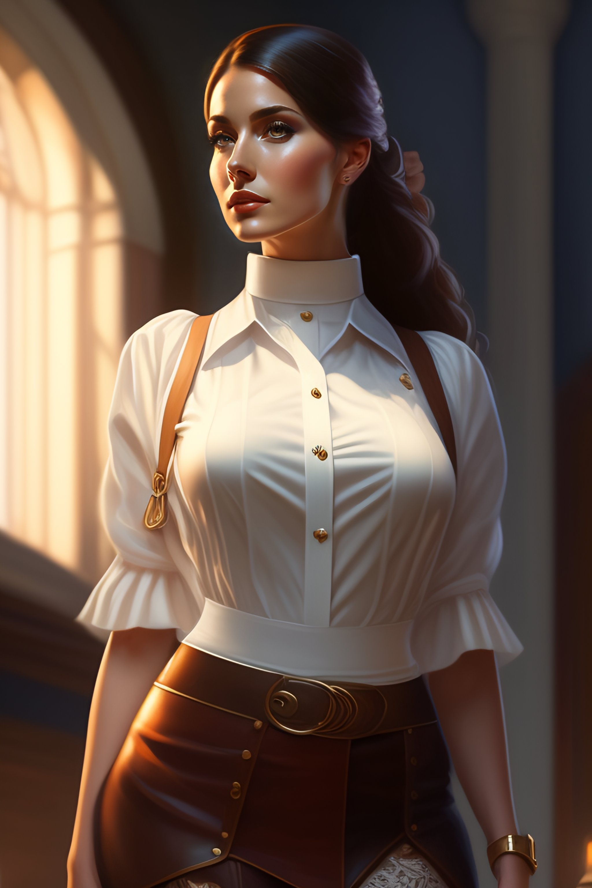 Lexica - Portrait of a full body of beautiful young female secretary, d ...