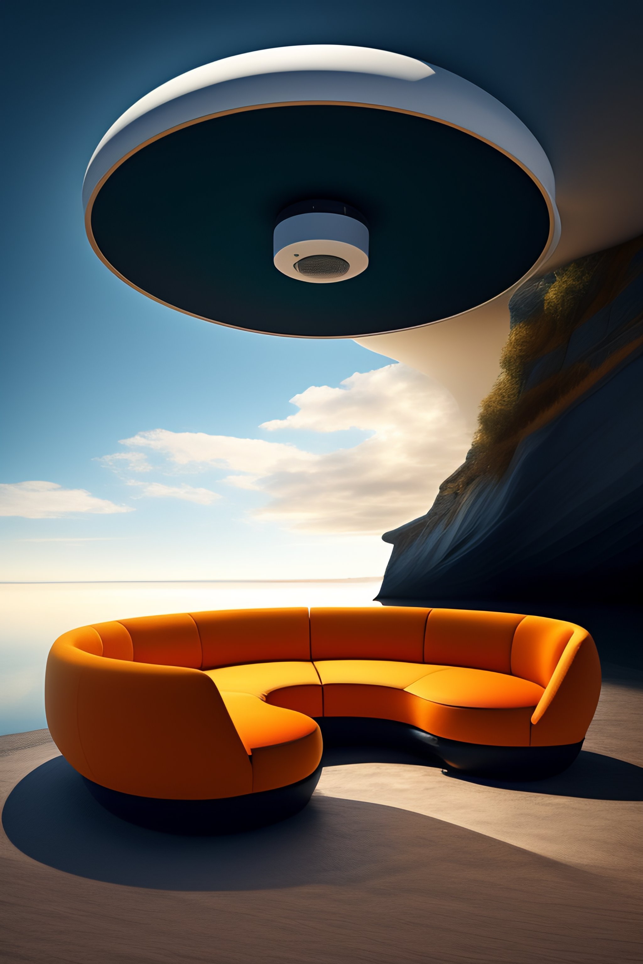 Lexica - Round sofa in ufo flying