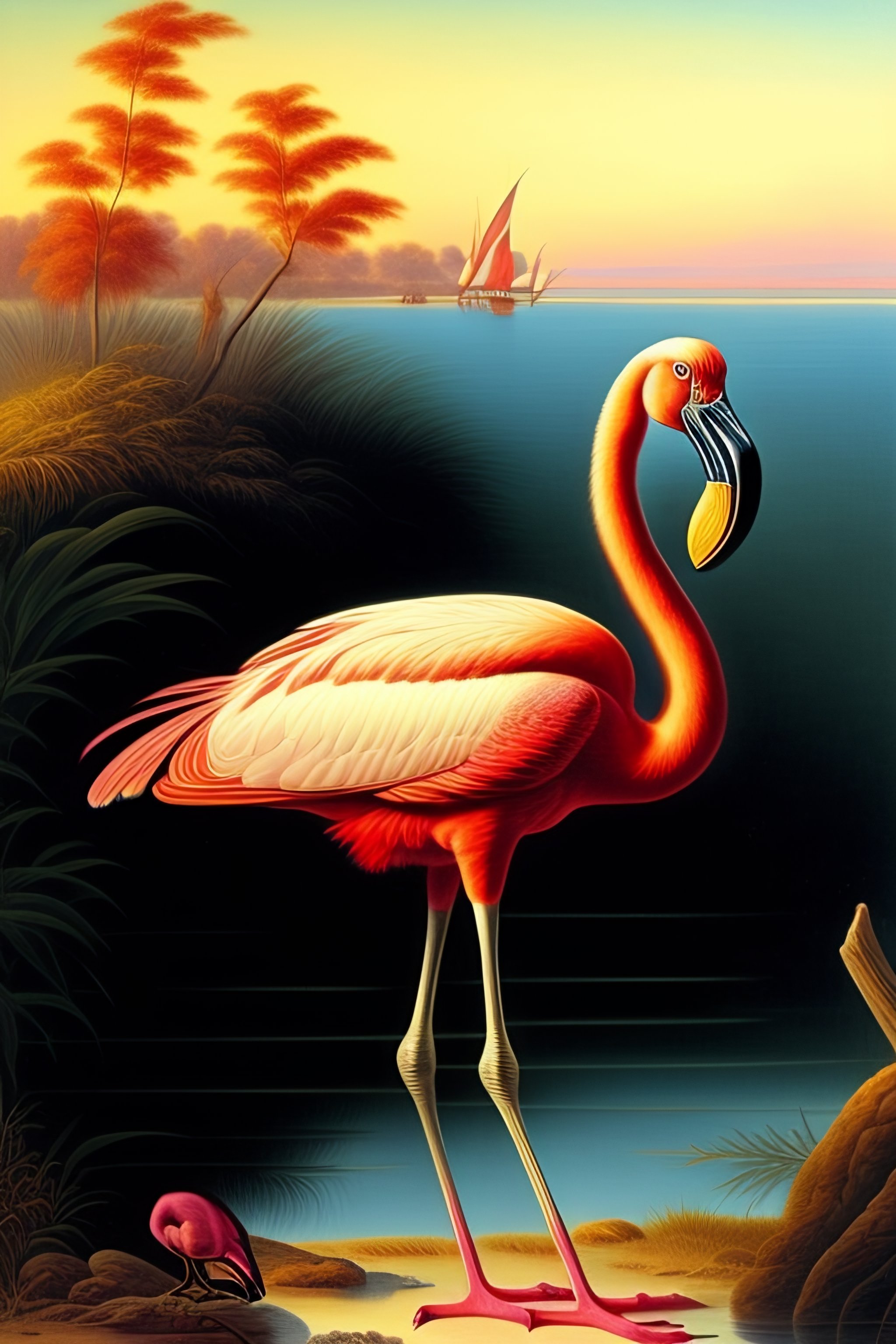 Lexica - John James Audubon flamingo illustration, art by Audubon ...