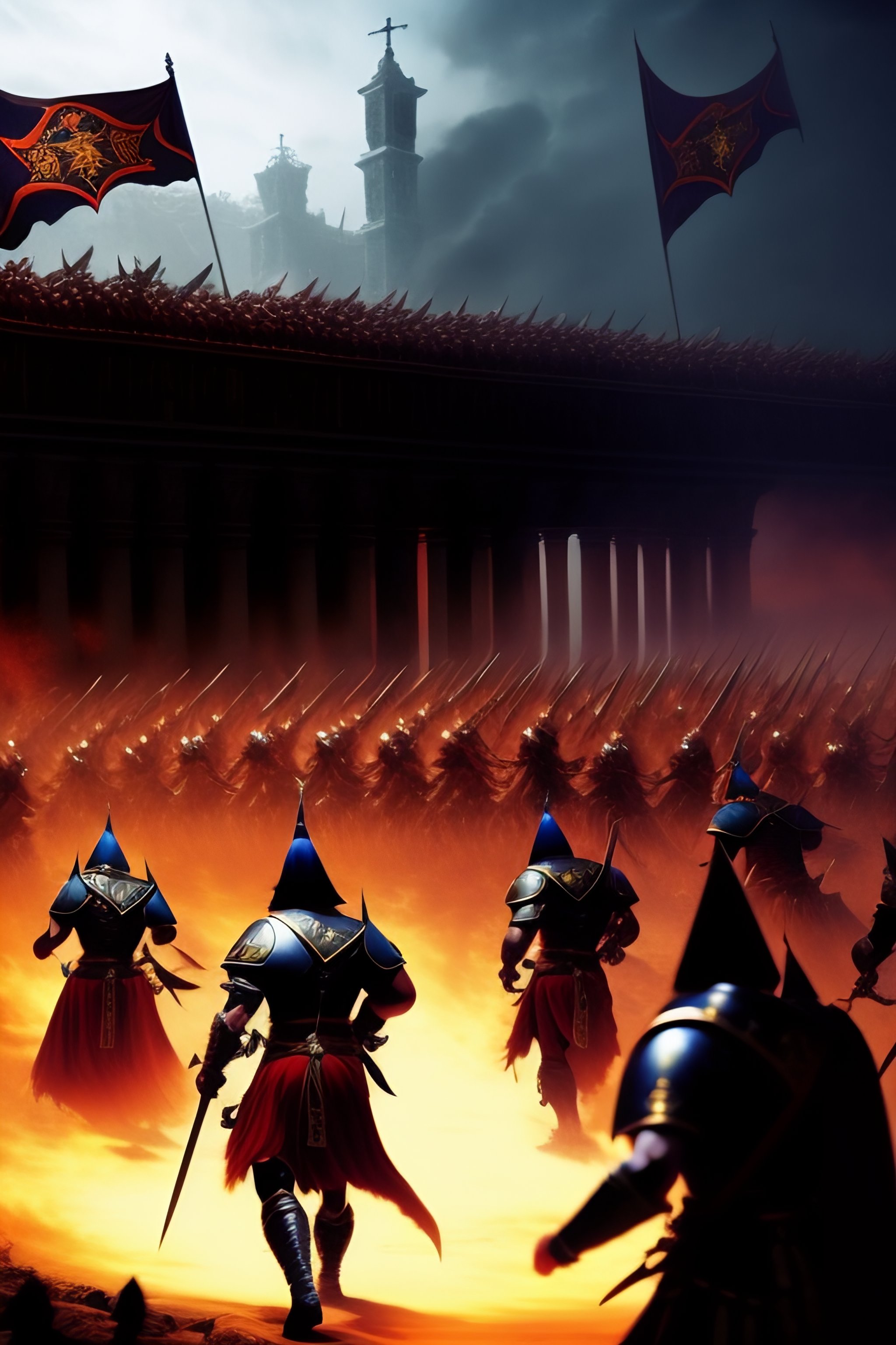 Lexica - A roman legion fighting a demon army on a battlefield covered ...