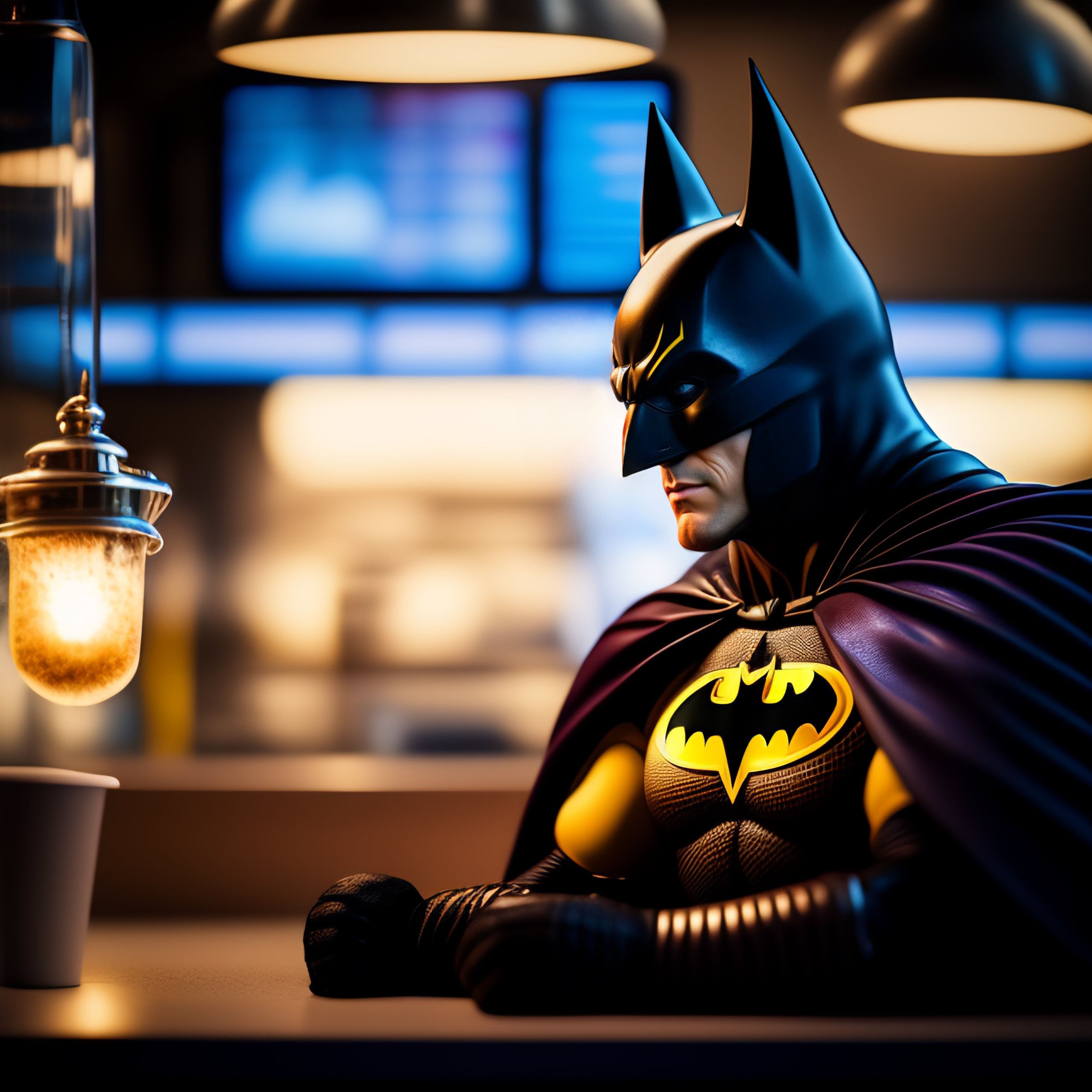 Lexica - An award - winning advertisement photo of a batman working in ...