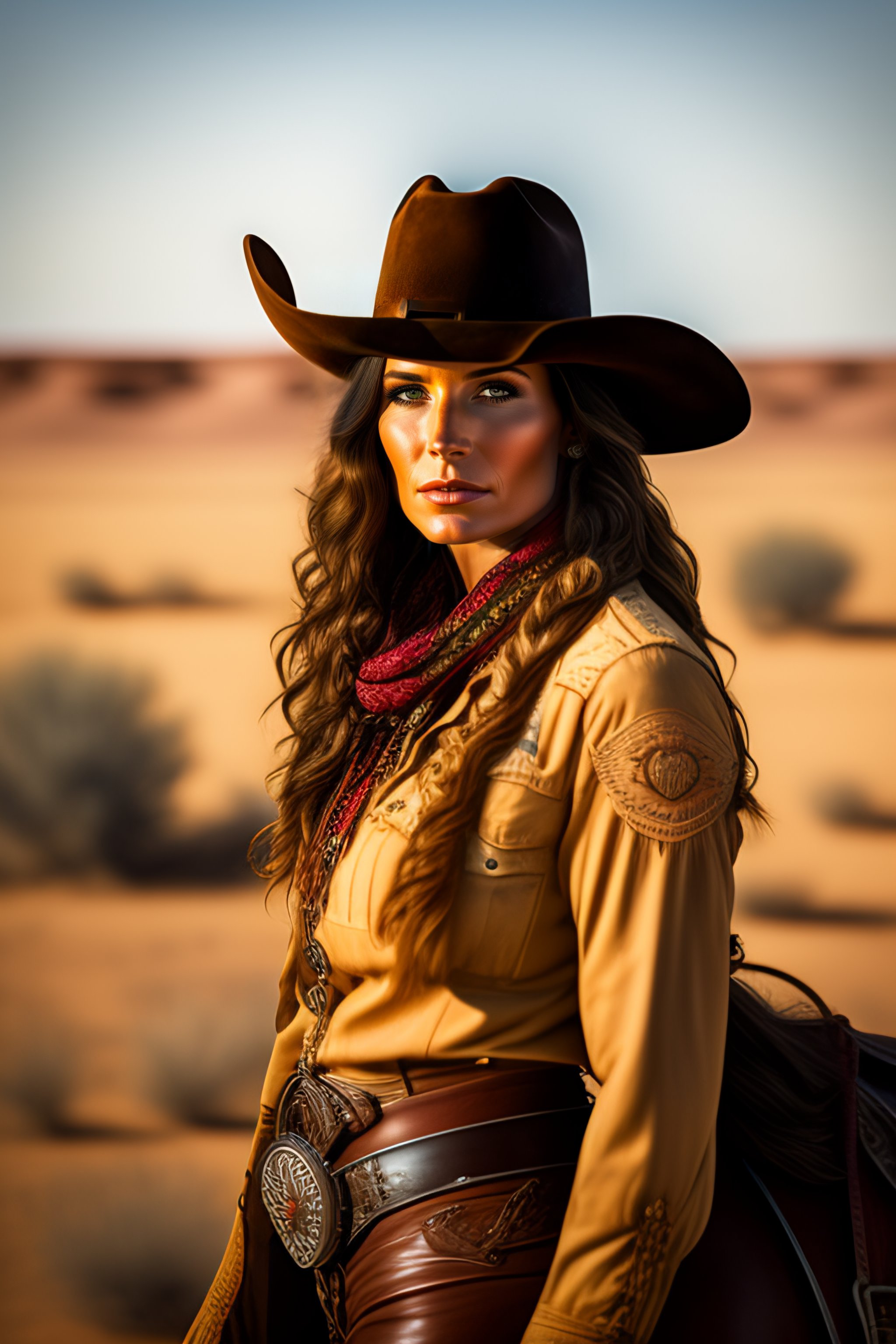 Lexica - Portrait of a cowgirl in a spaghetti western background ...