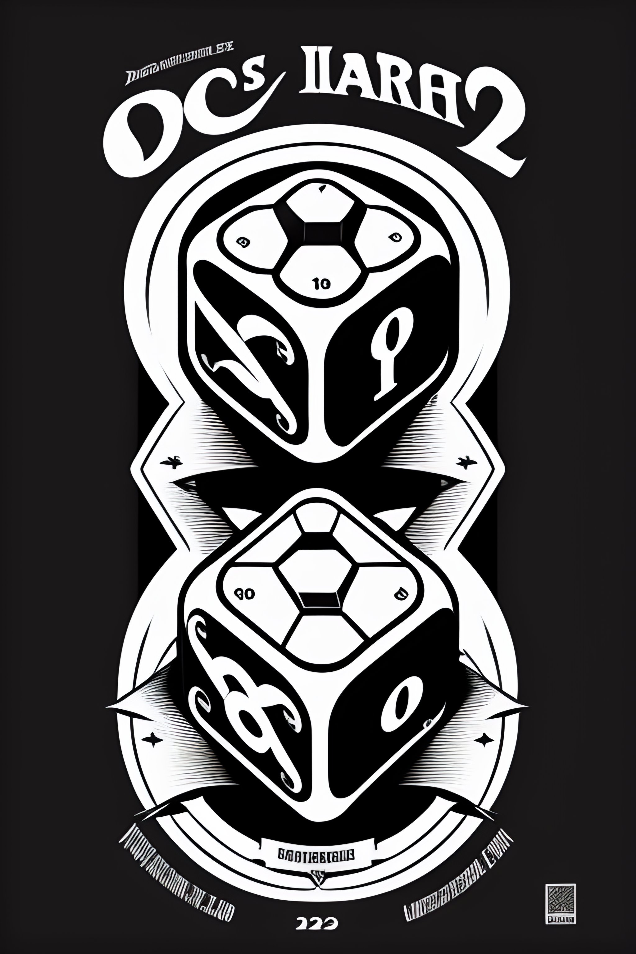 Lexica - Skeletal hands holding d20 dice, 80s style, vector , retro ...