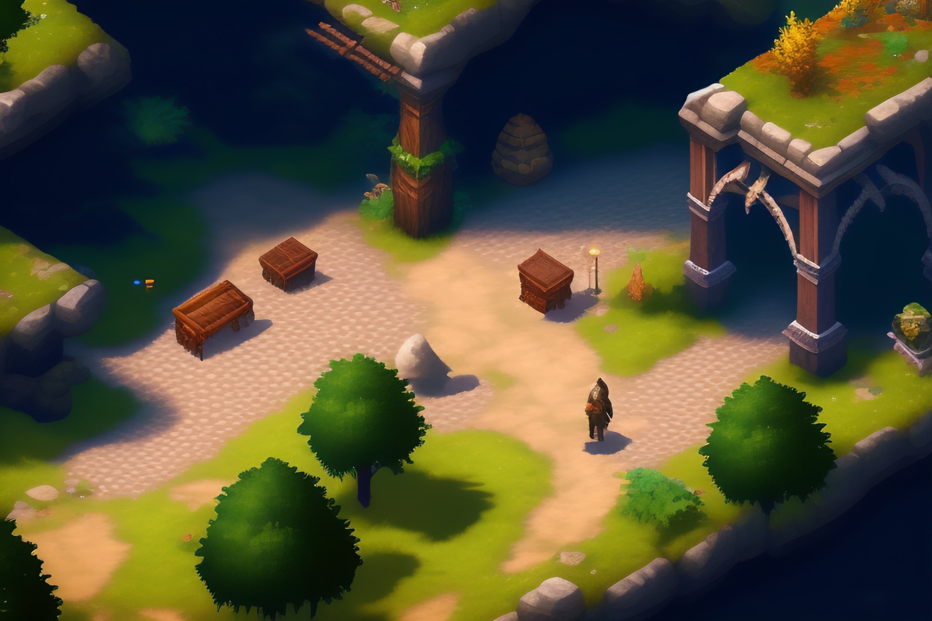 Lexica - Rpg game, big map, forest, realistic, detailled, isometric ...