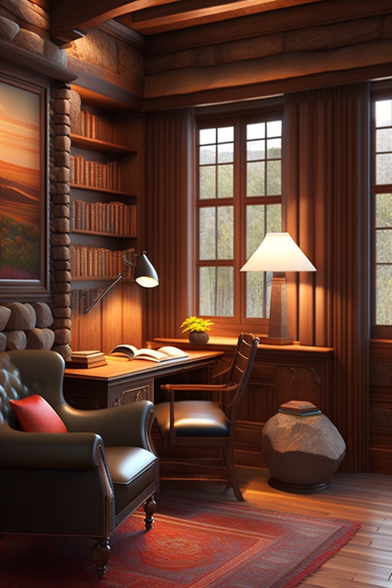 Lexica - The image showcases a captivating study room with walls made ...