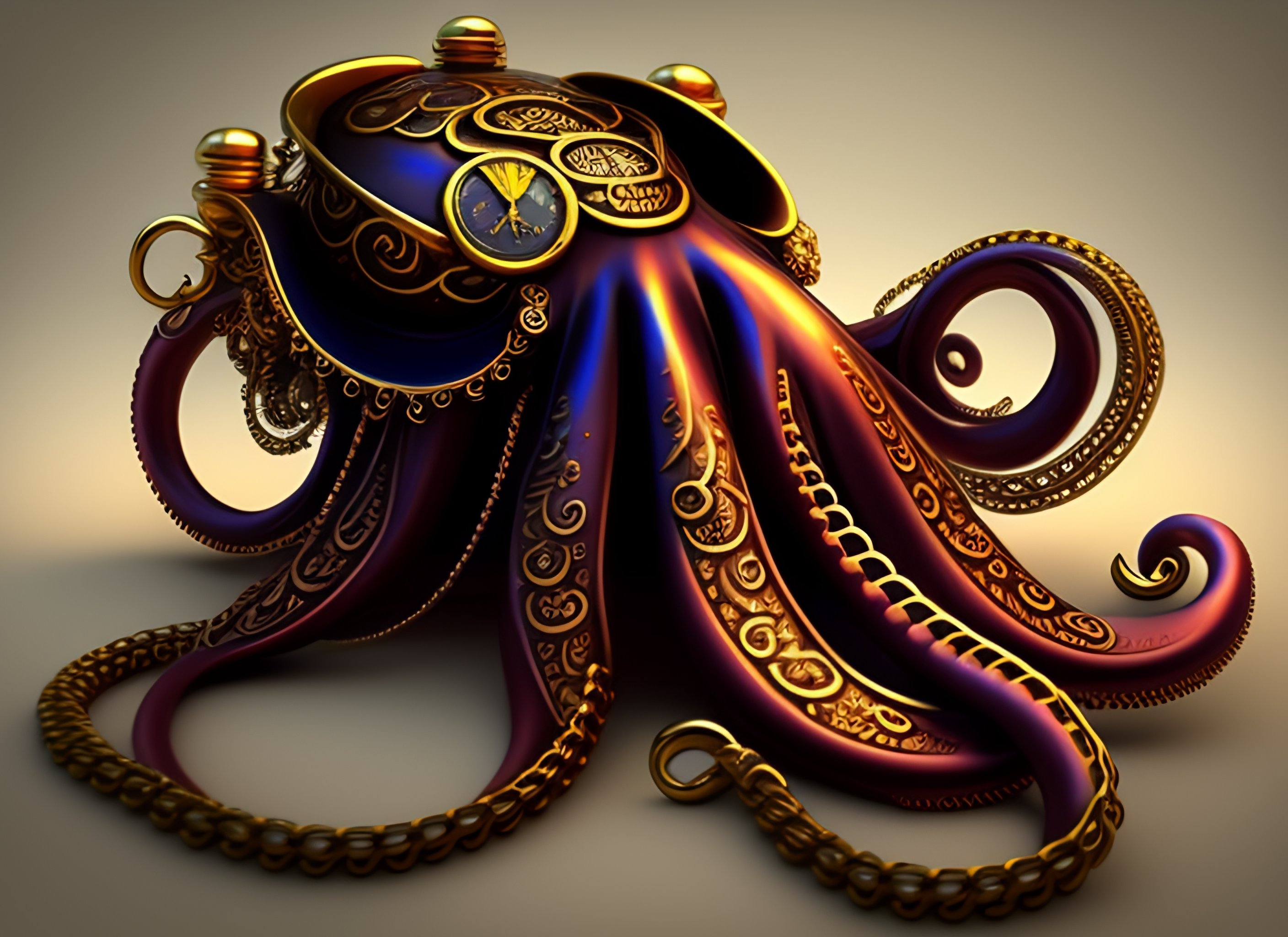 Lexica - A steampunk octopus with chains for arms, drawing in style of ...
