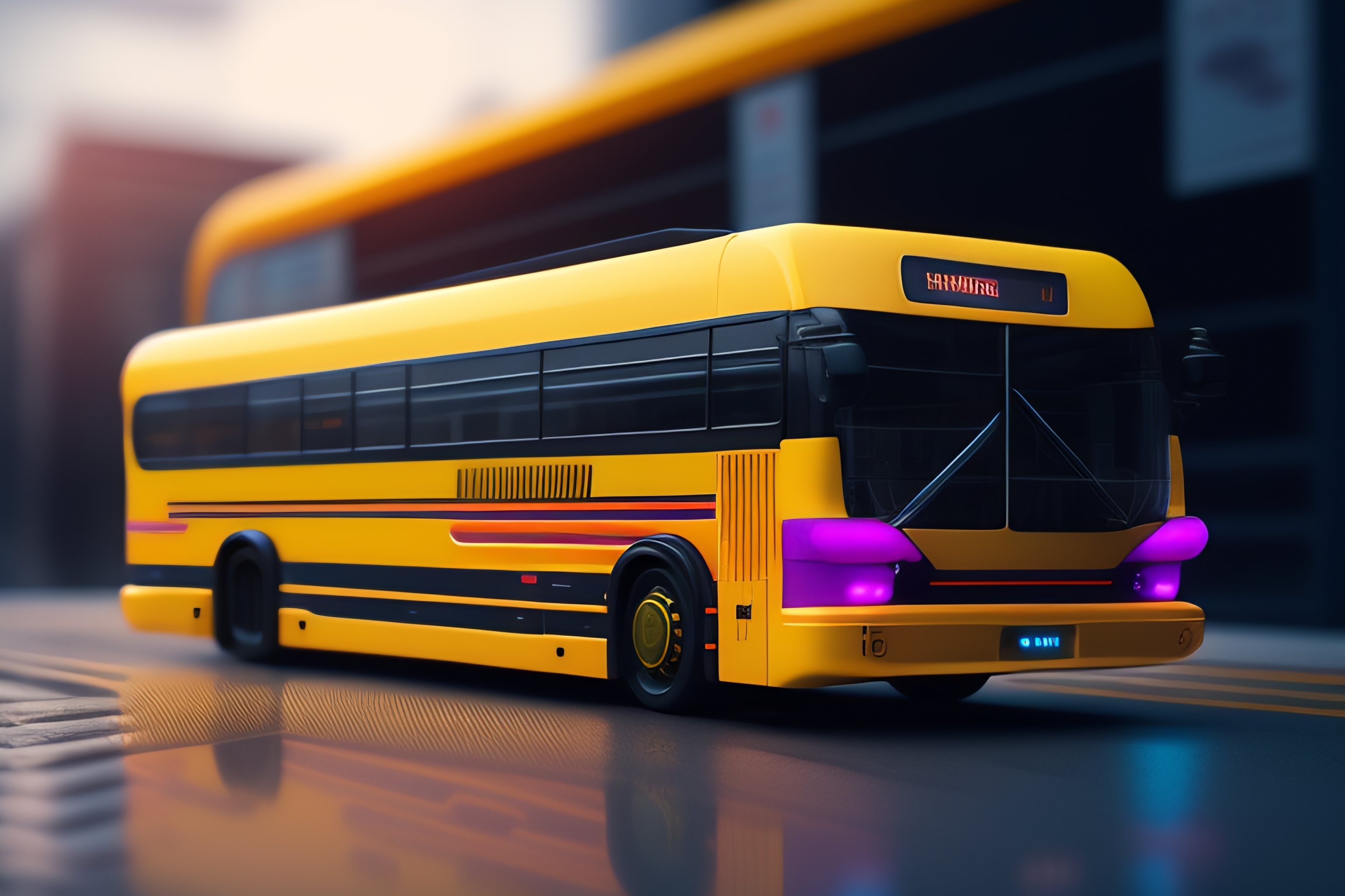 Lexica - Bus, cyberpunk, c4d render, product photography,