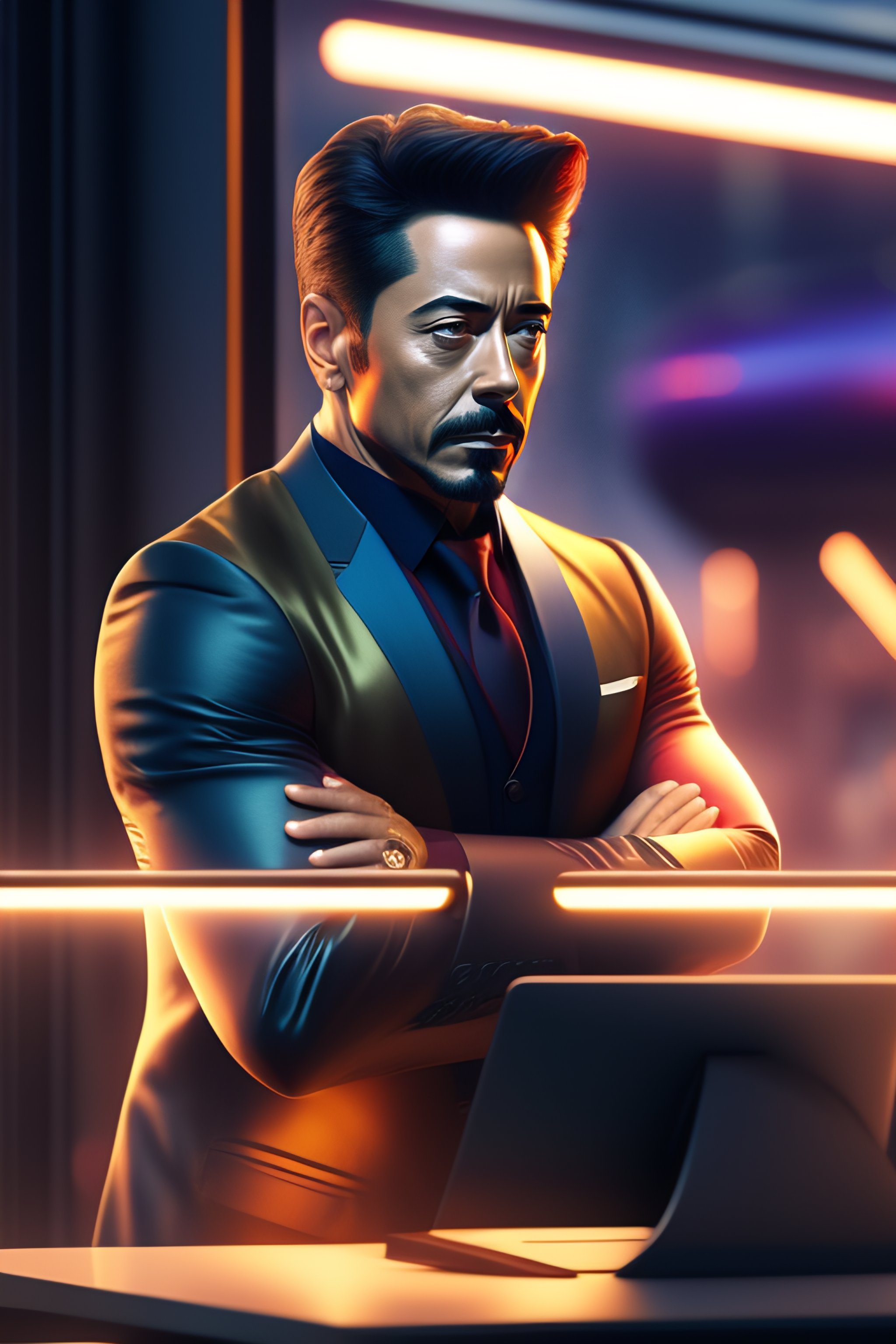 Lexica - Tony Stark working at the Genius Bar in an Apple store at ...