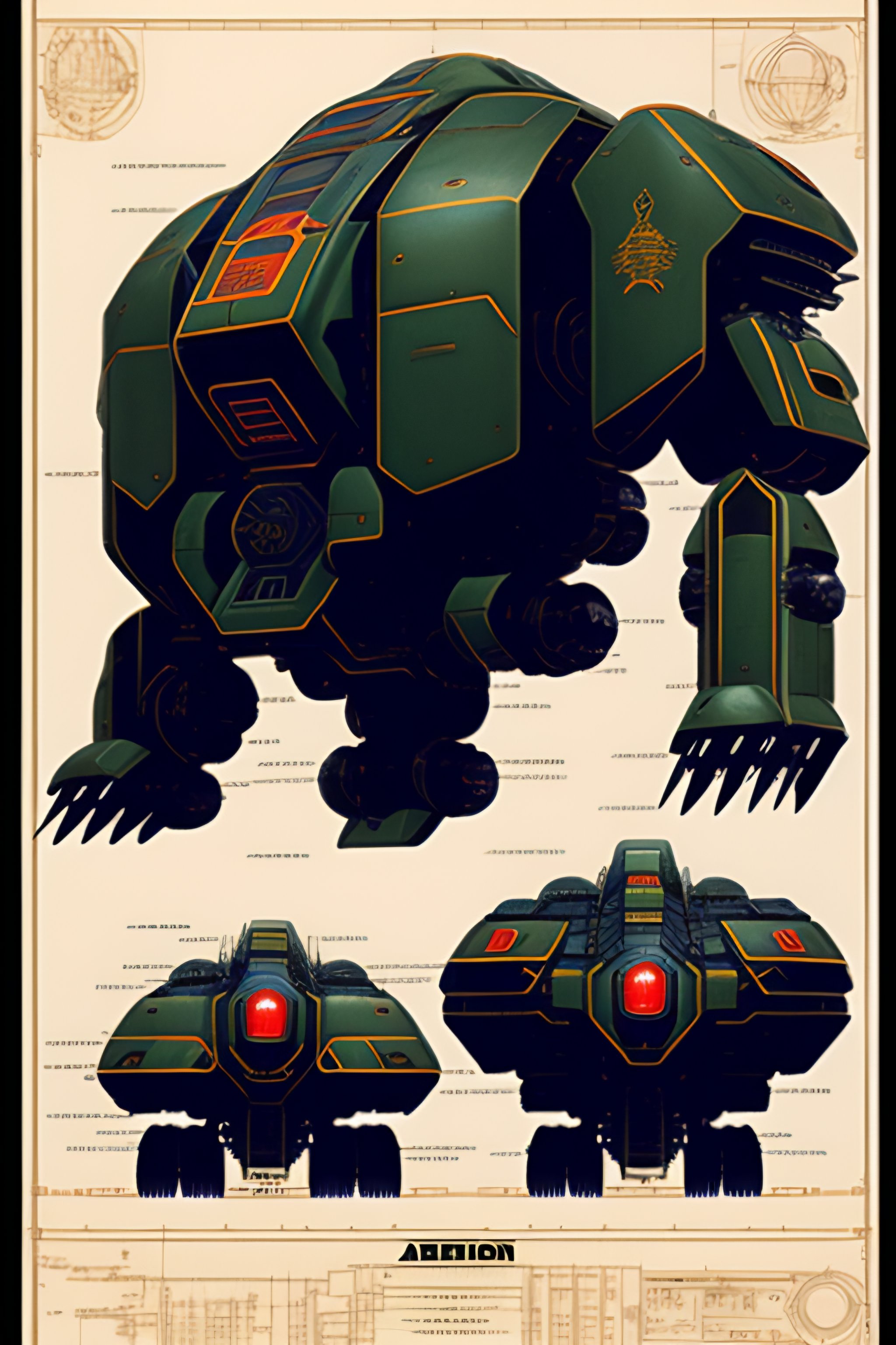 Lexica - Giant mecha neo zeon blueprint highly detailed