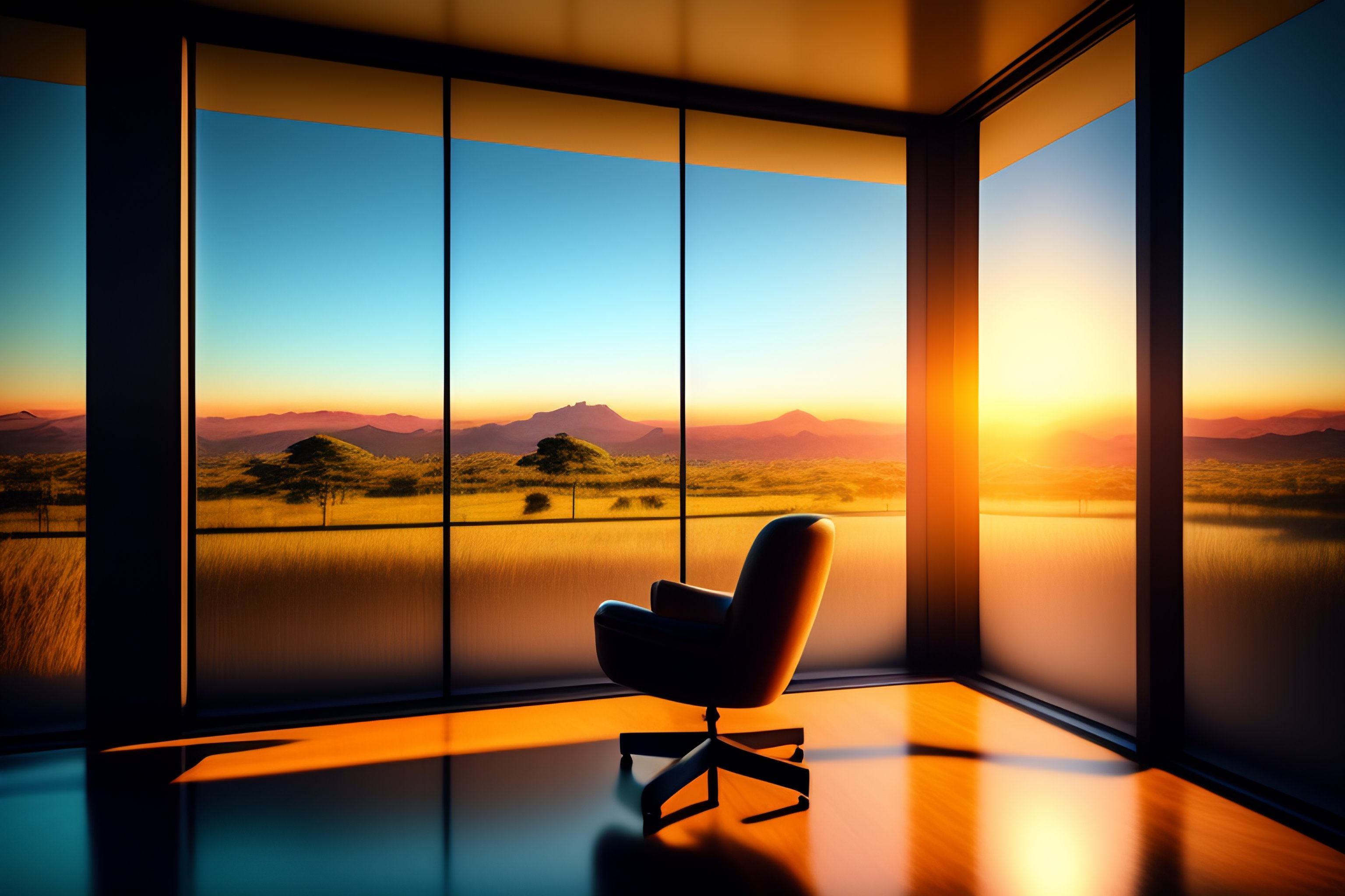 Lexica - Lawyer office, big desk with comfortable chair in front of the ...