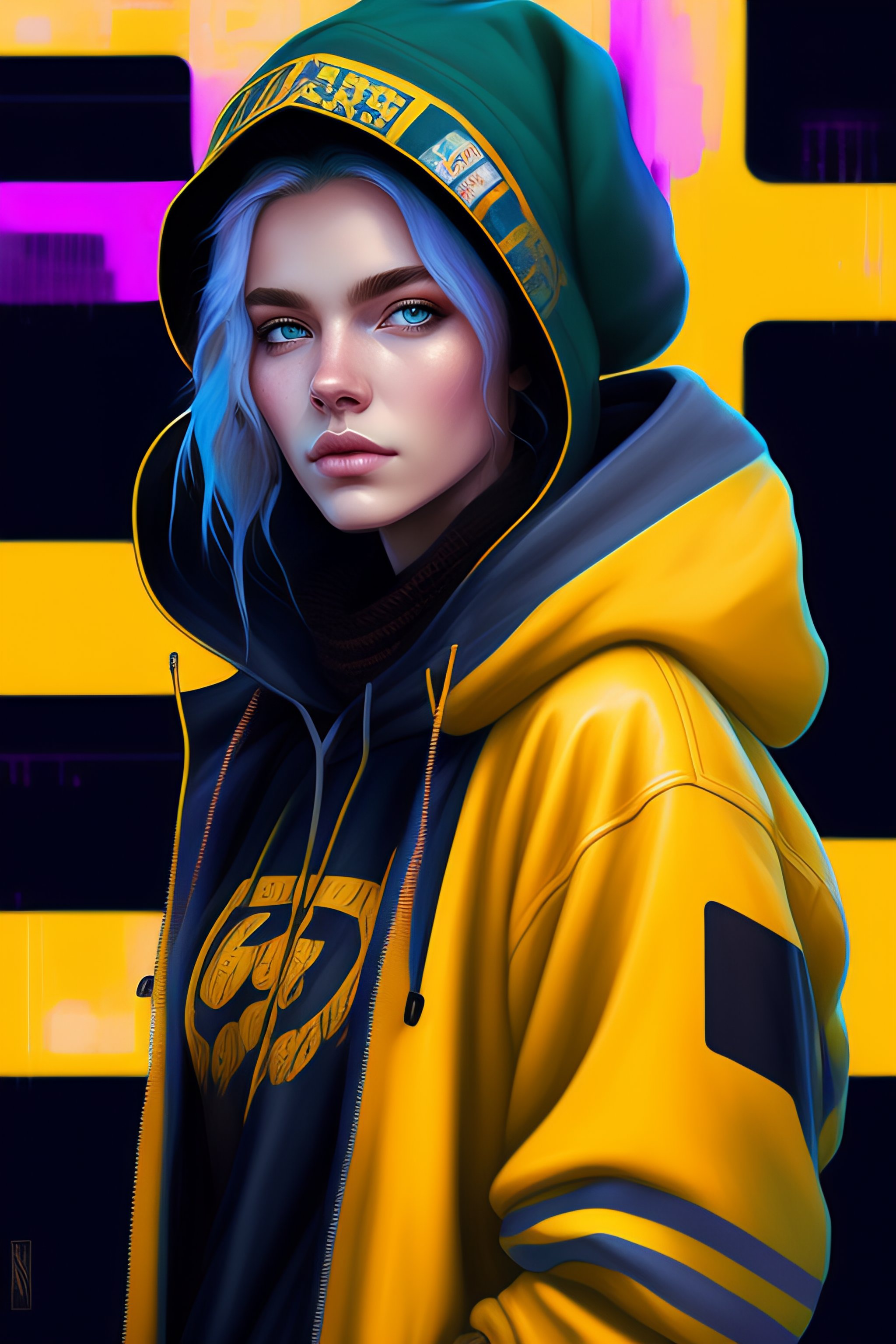 Lexica - Highly detailed portrait of a sewer punk lady student, blue ...