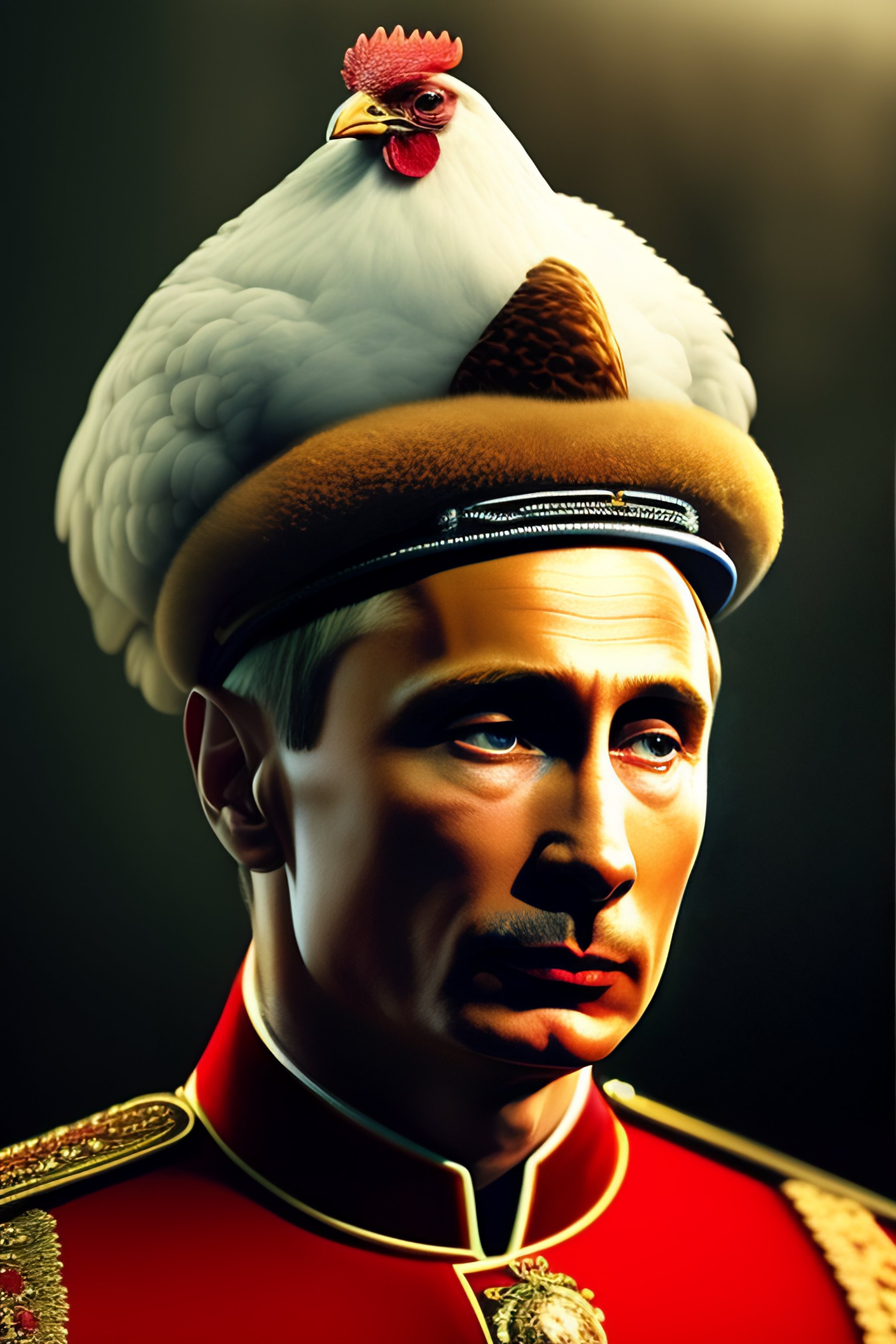 Lexica - Putin who has chicken on his head