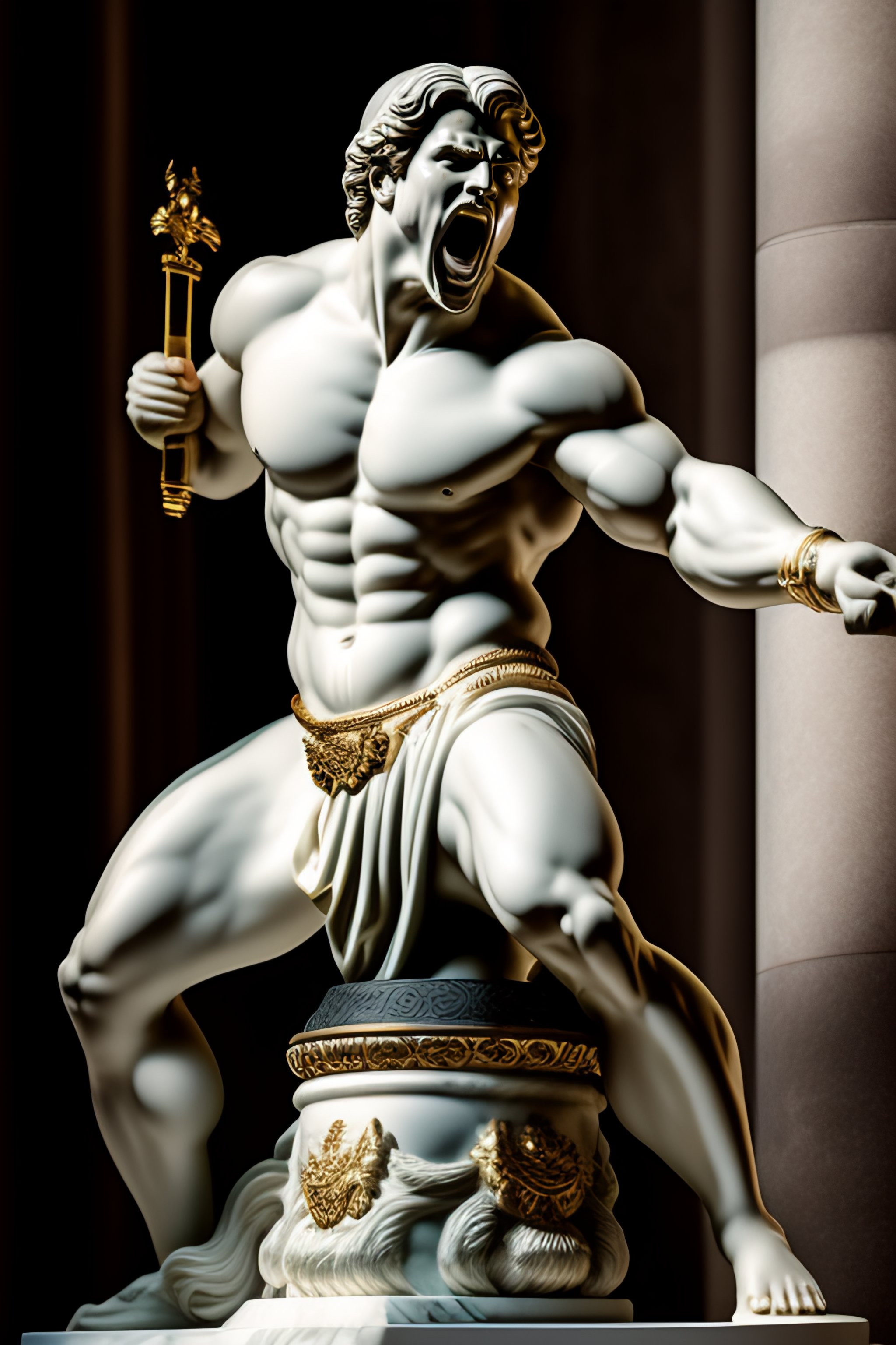 Lexica - A marble statue of greek hero hercules, with an aggressive ...