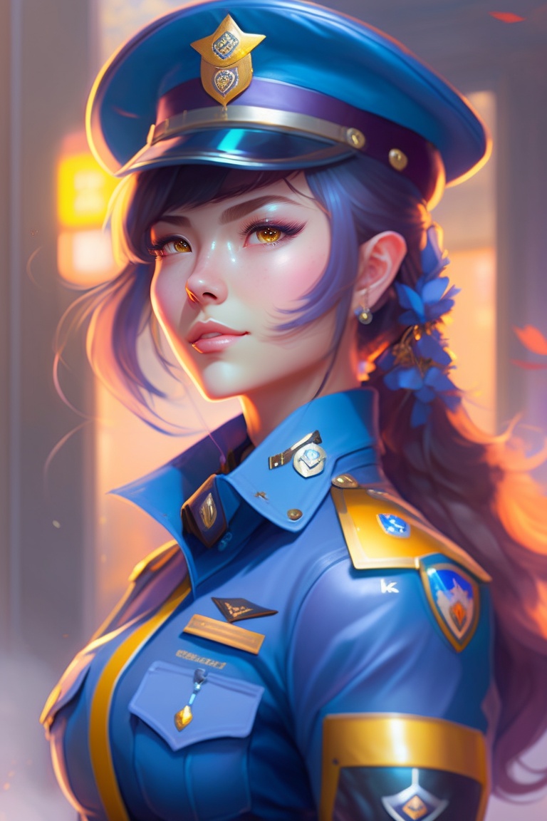 Lexica - Stunning Portrait of D.VA from Overwatch wearing a police ...