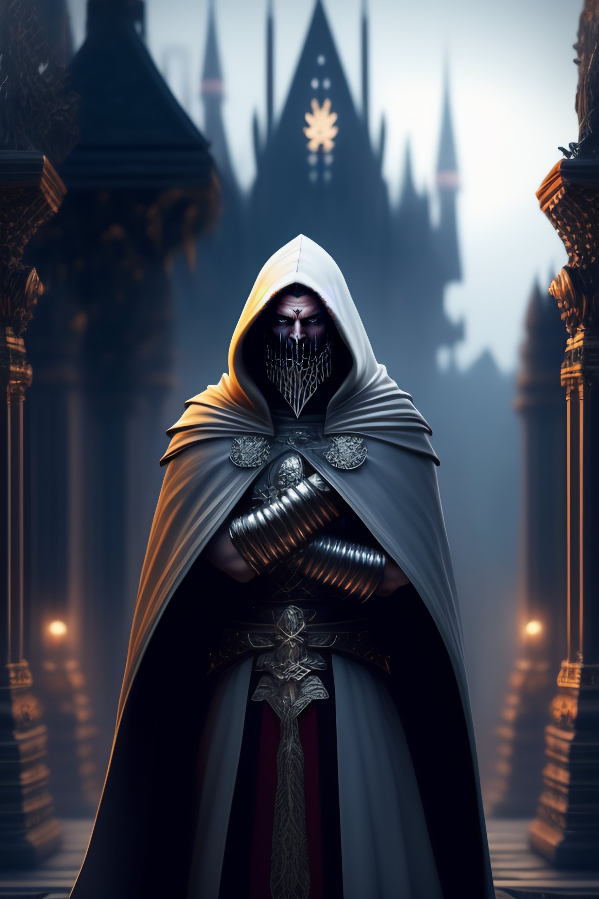 Lexica - White male warrior long silver hair with organic bone full ...