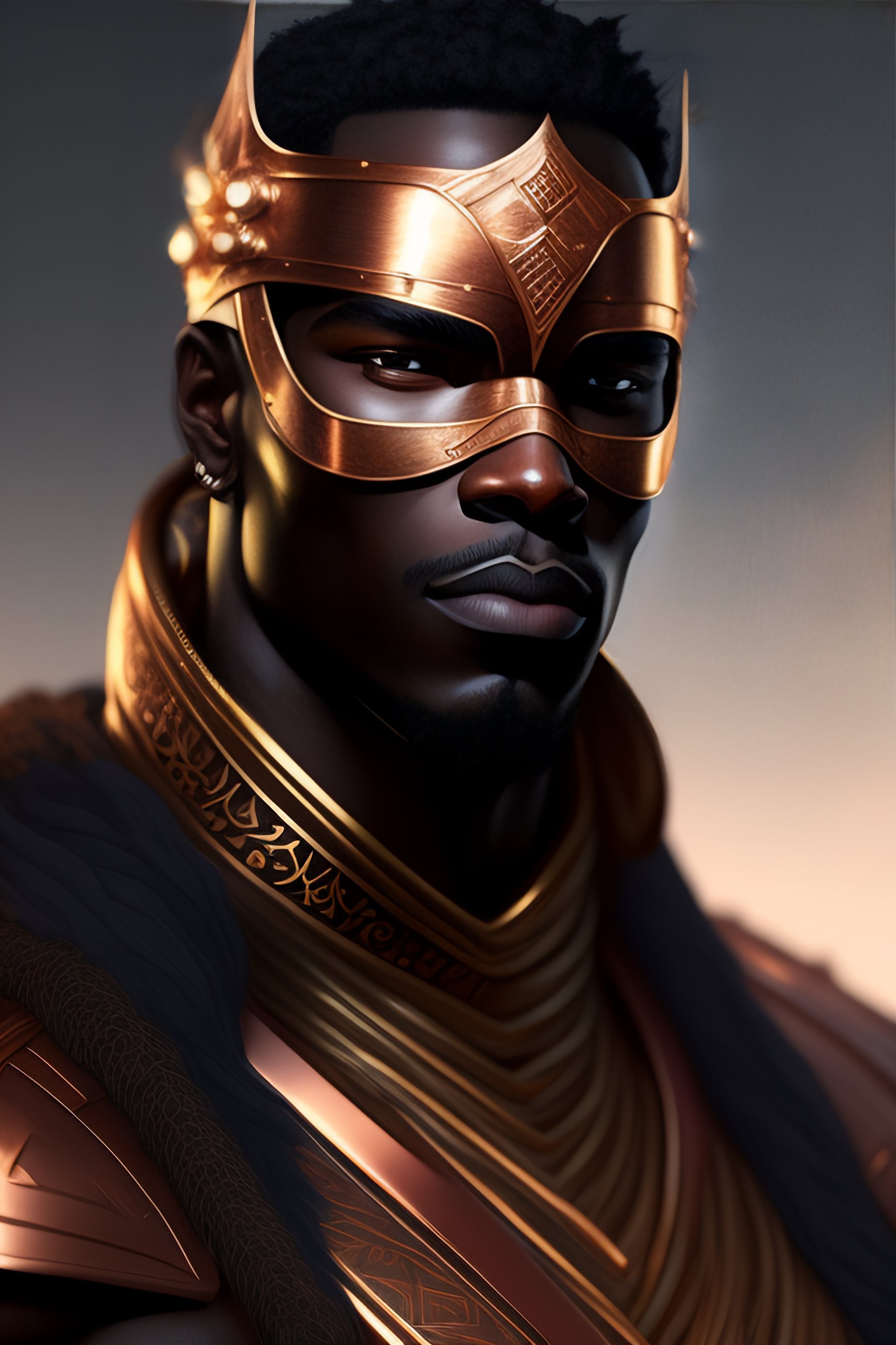 Lexica - Portrait of a masked god, copper wires, intricate, headshot ...