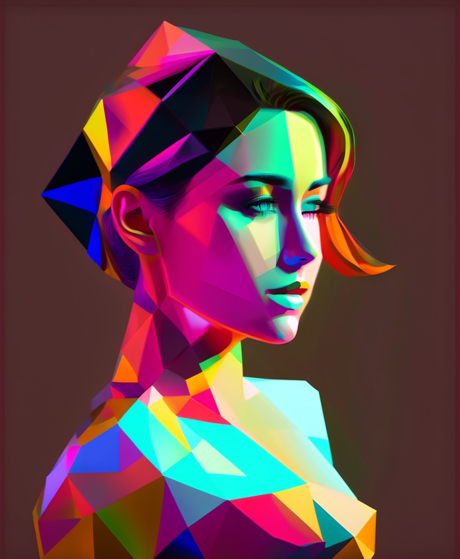 Lexica - Low poly portrait of genz female life drawing art model with ...